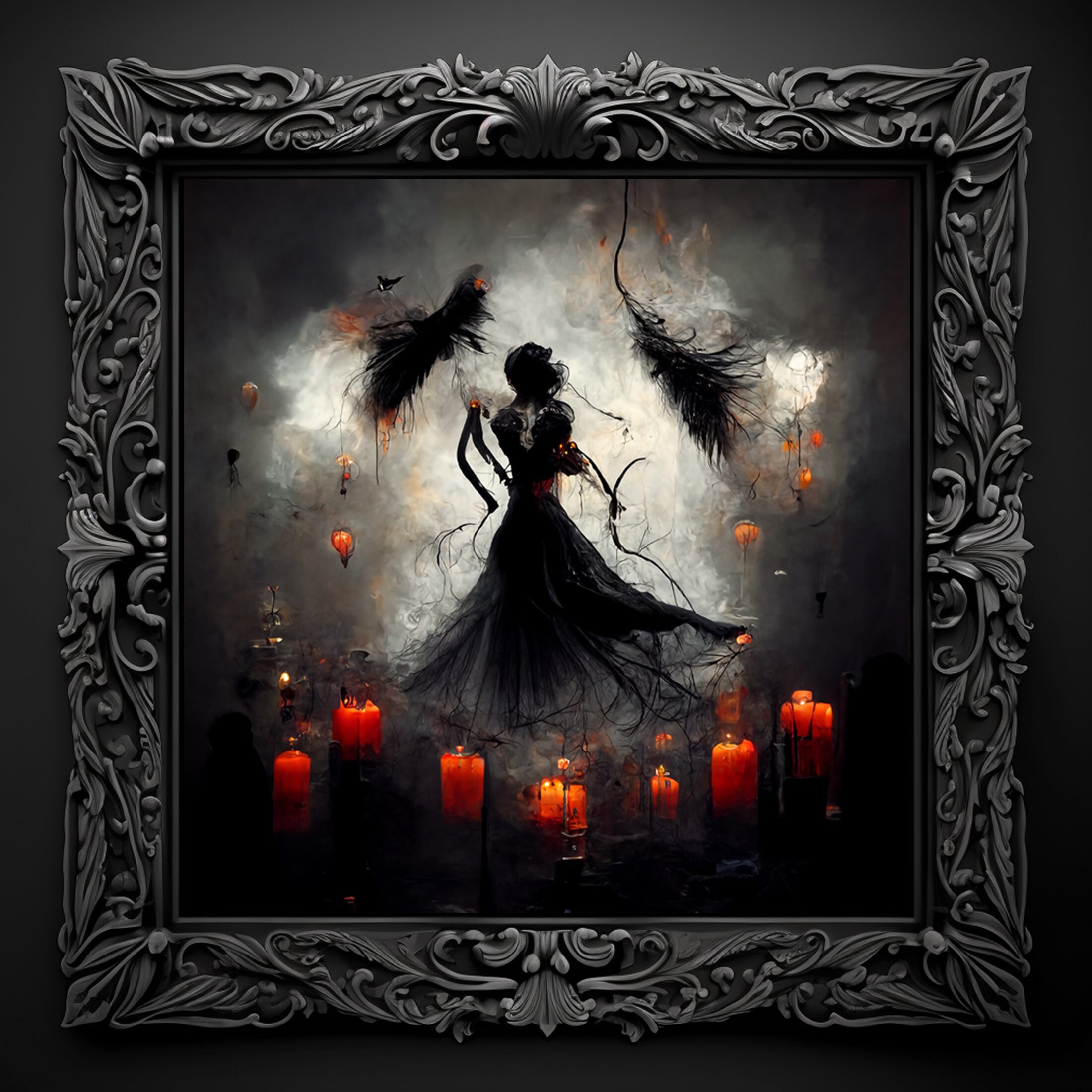 Gothic Wall Art-abstract Dark Angel-digital Oil Painting-moody - Etsy