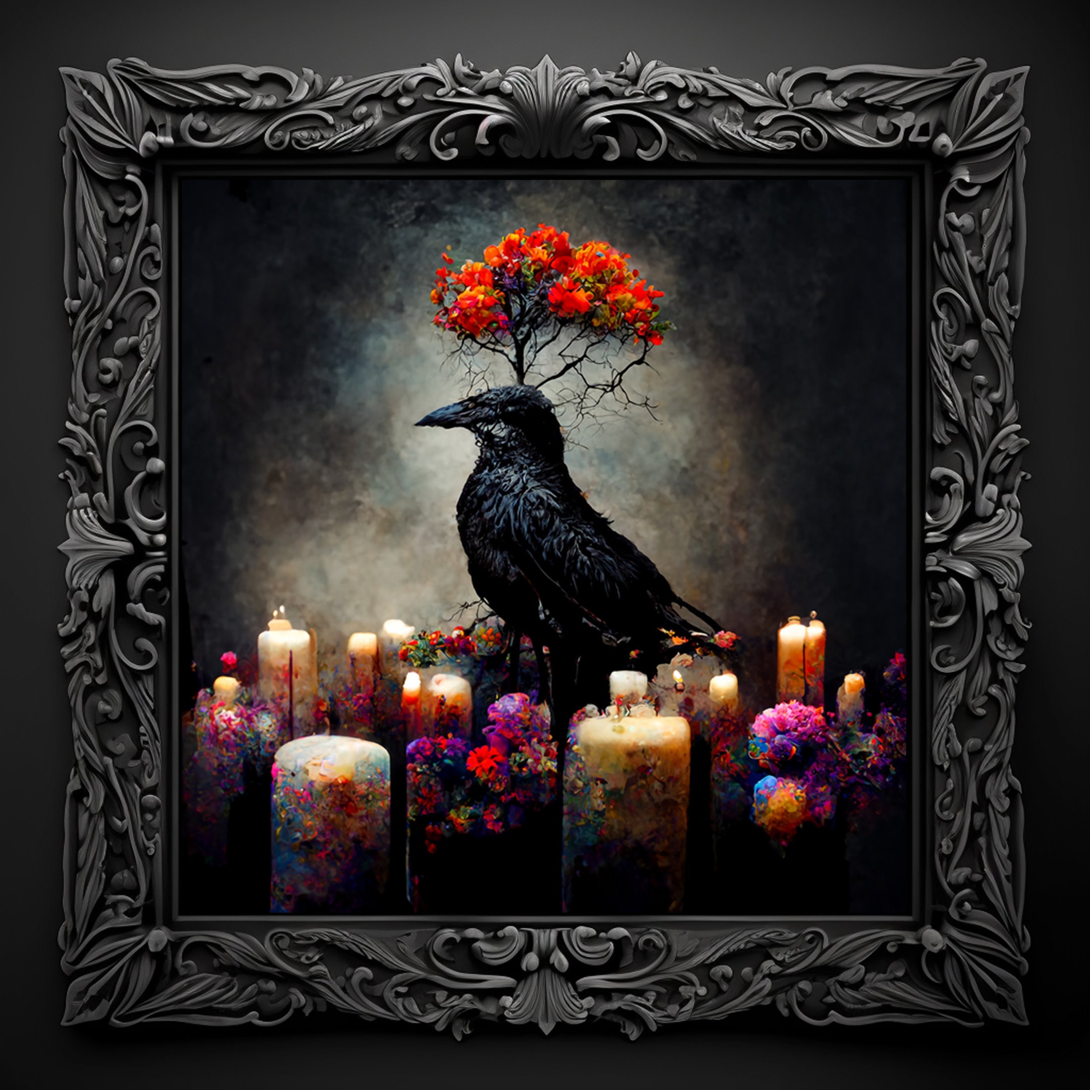 Gothic Rabe Kunst-Digitales Ölgemälde-Benutzerdefinierte Leinwand-Dark ...