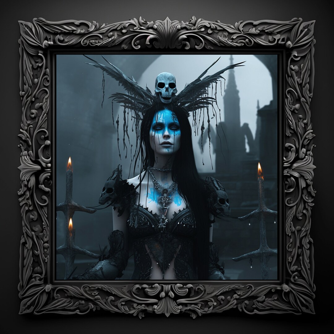 High Priestess Gothic Wall Art-digital Painting-moody Home Decor-dark ...