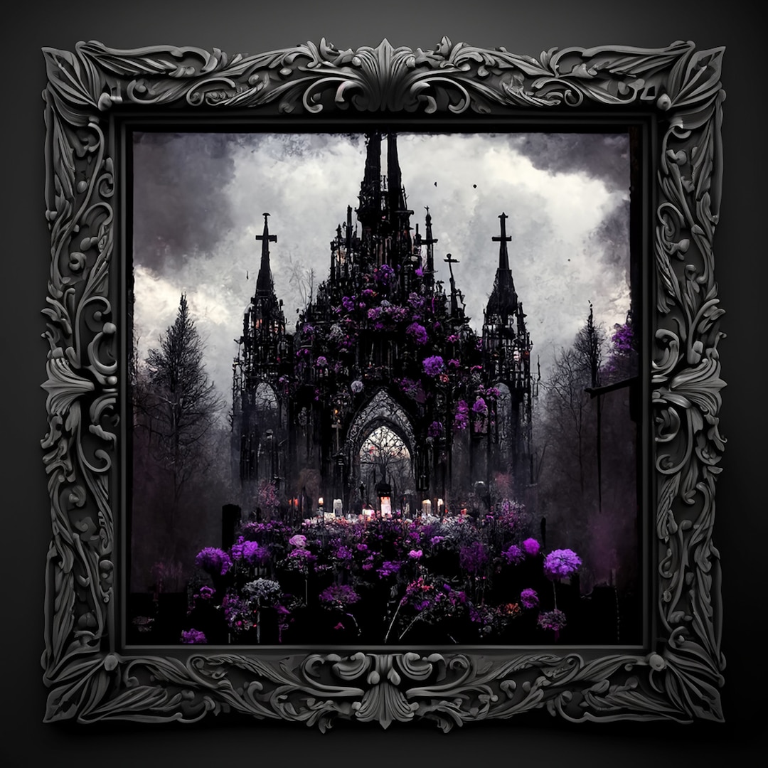 Gothic Castle Ruins-digital Oil Painting-custom Printed Canvas-dark ...