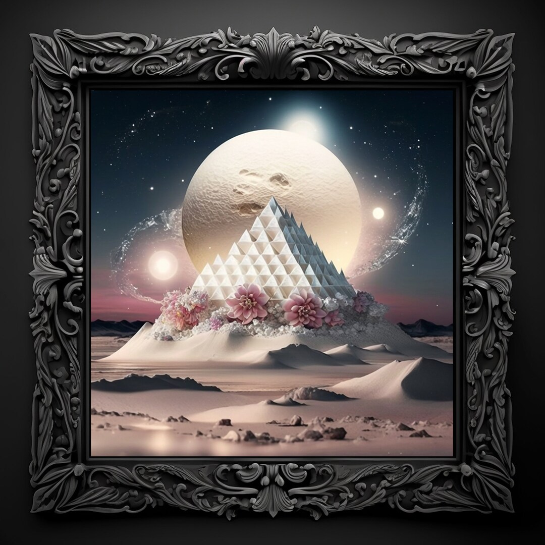 Futuristic Pyramid Art-abstract Cosmic Wall Decor Egyptian Moonscape ...