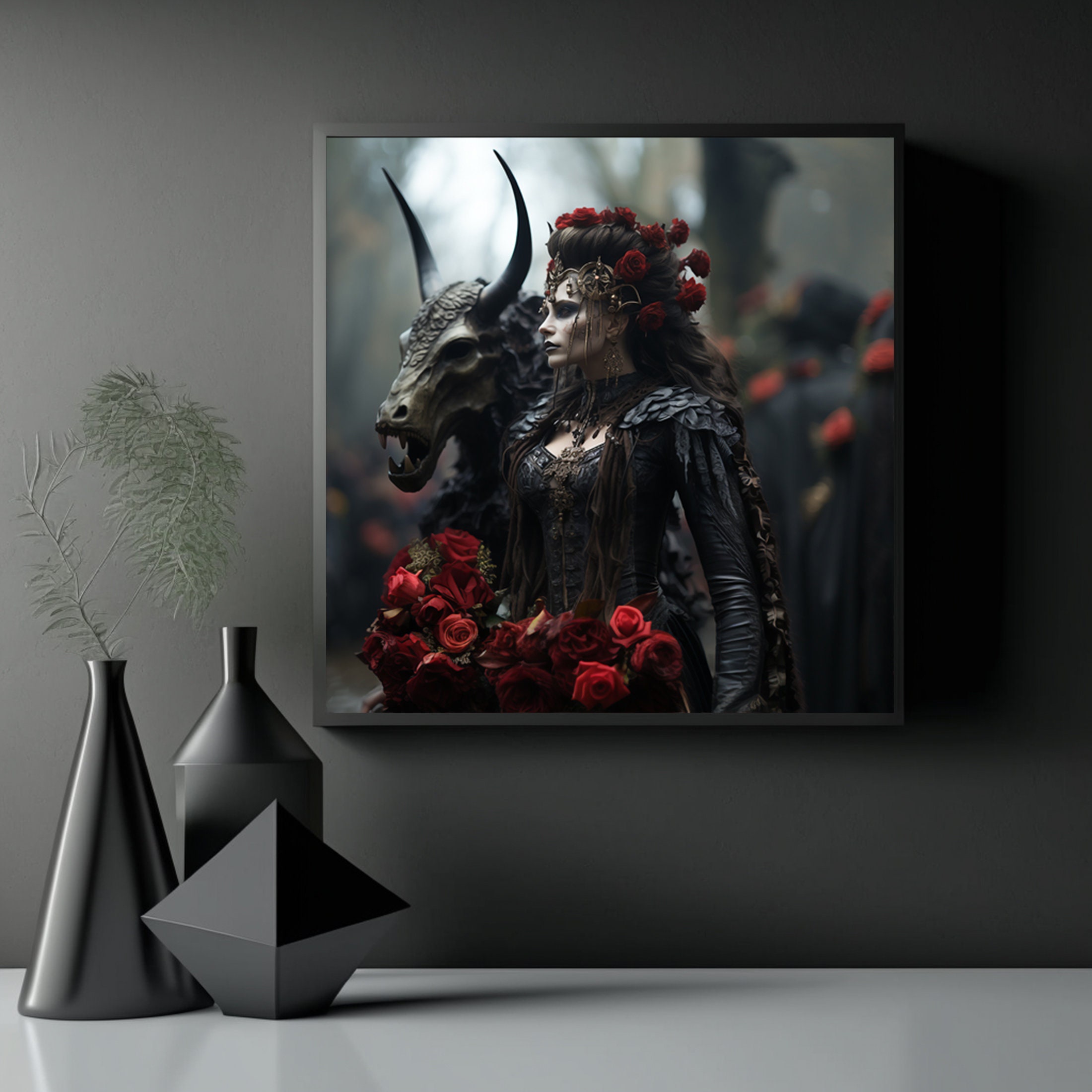 Gothic Wall Art-digital Oil Painting-dark Academia-succubus Diabolus ...