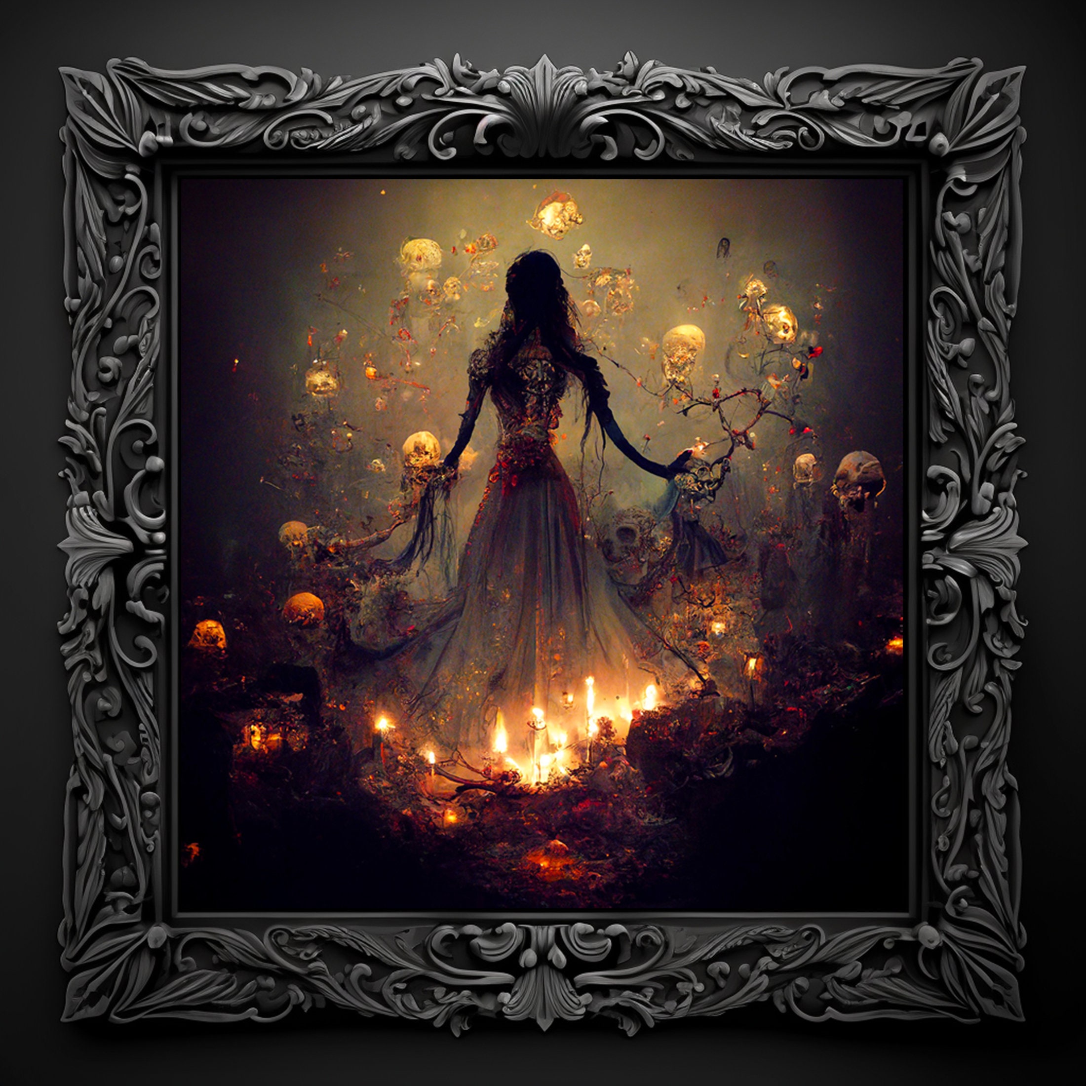 Gothic Wall Art-abstract Dark Angel-digital Oil Painting-moody Home ...