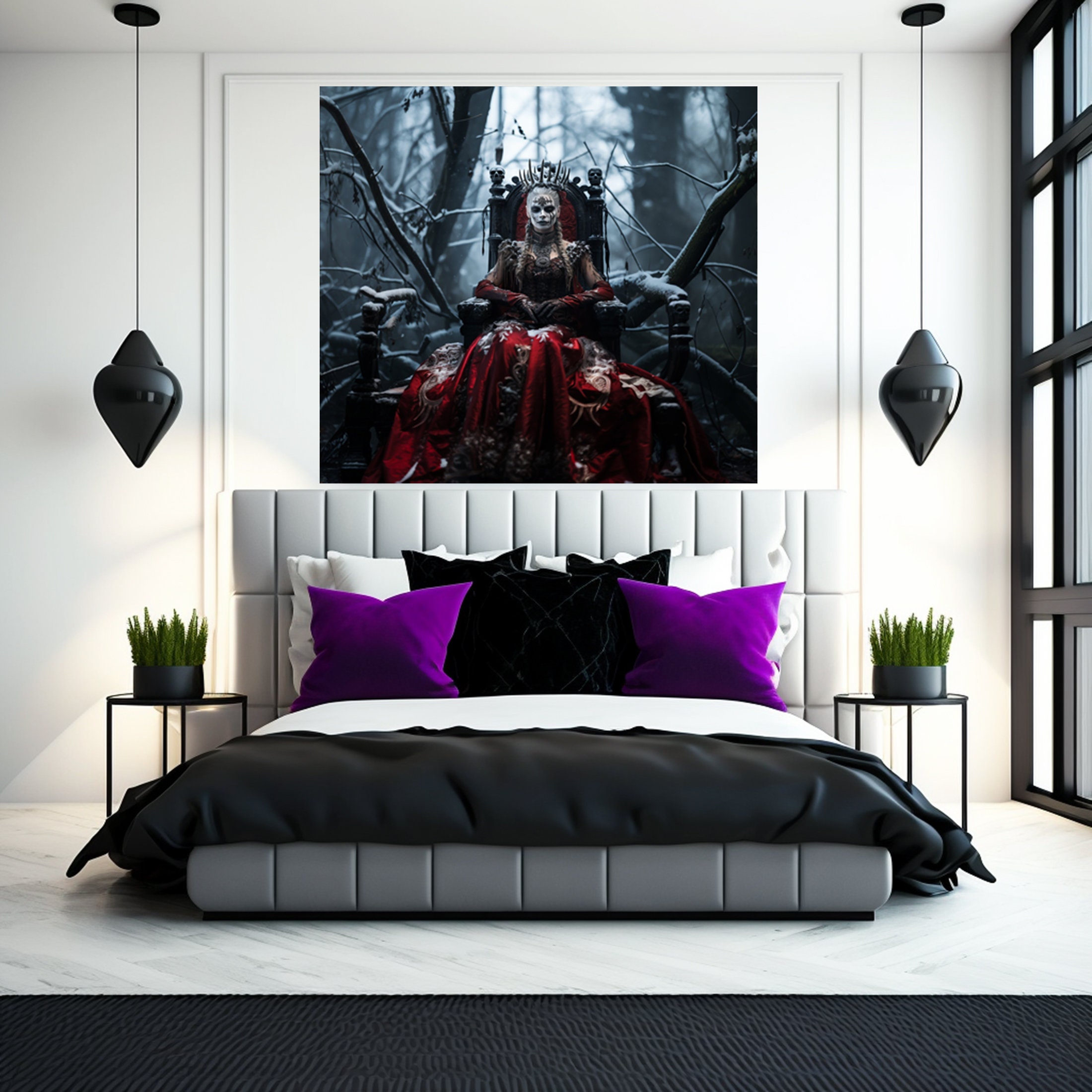 High Priestess Gothic Wall Art-digital Painting-moody Home Decor-dark ...