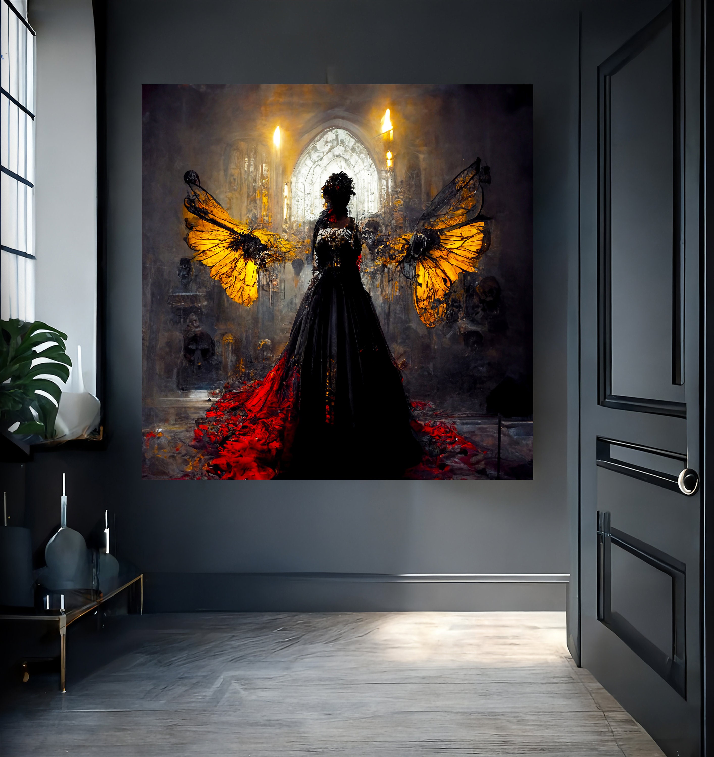 Gothic Wall Art-abstract Dark Angel-digital Oil Painting-moody - Etsy