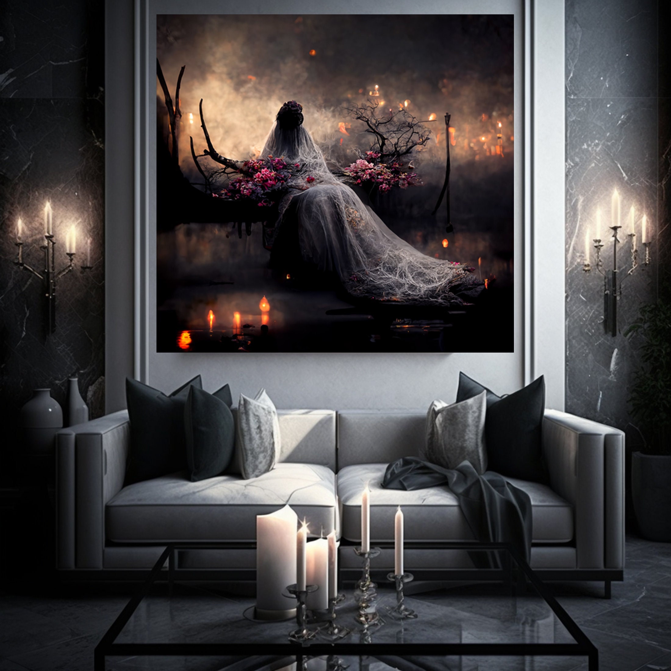 Gothic Wall Art-abstract Dark Angel-digital Oil Painting-moody Home ...