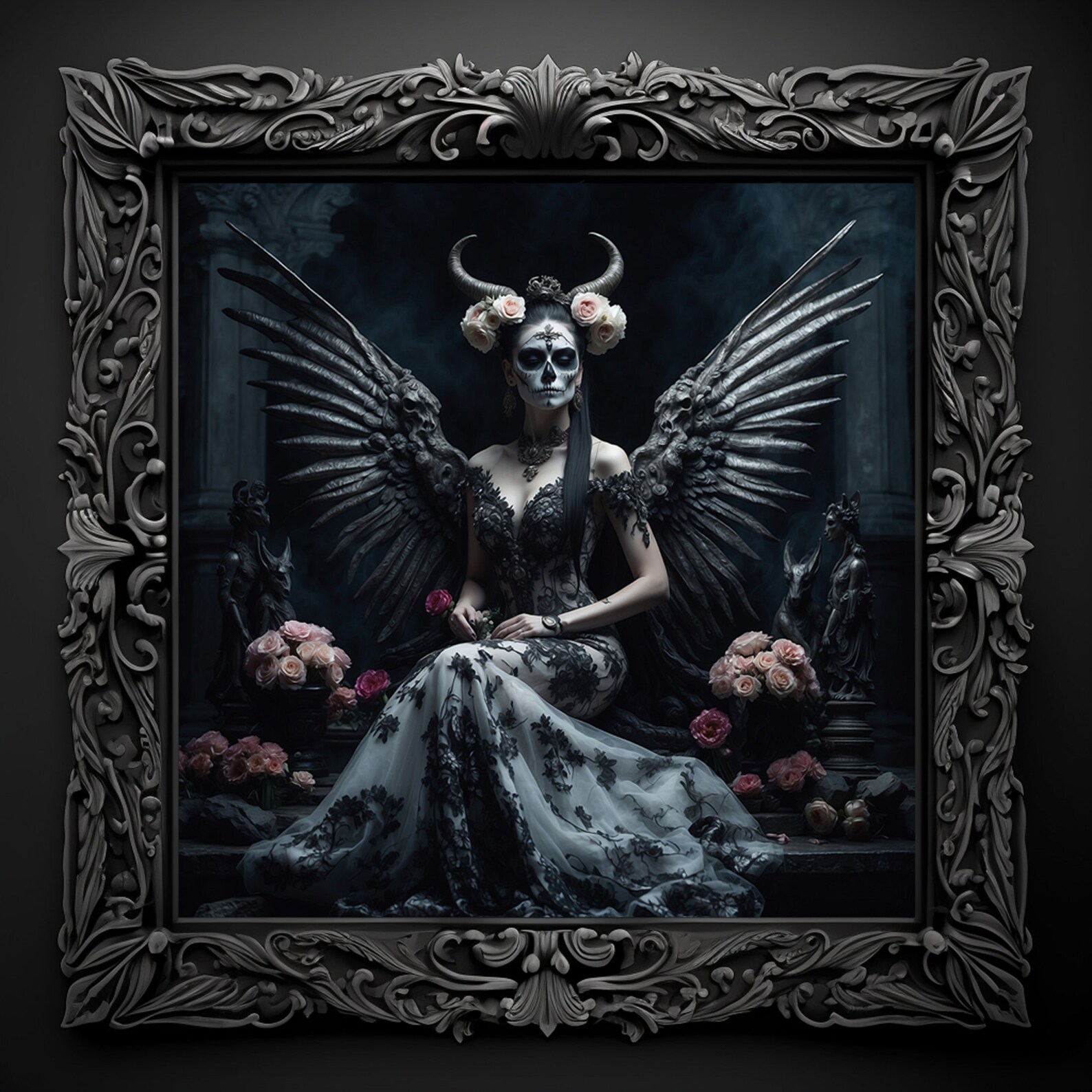 Vampire Wall Art-digital Oil Painting-dark Academia Print-gothic ...