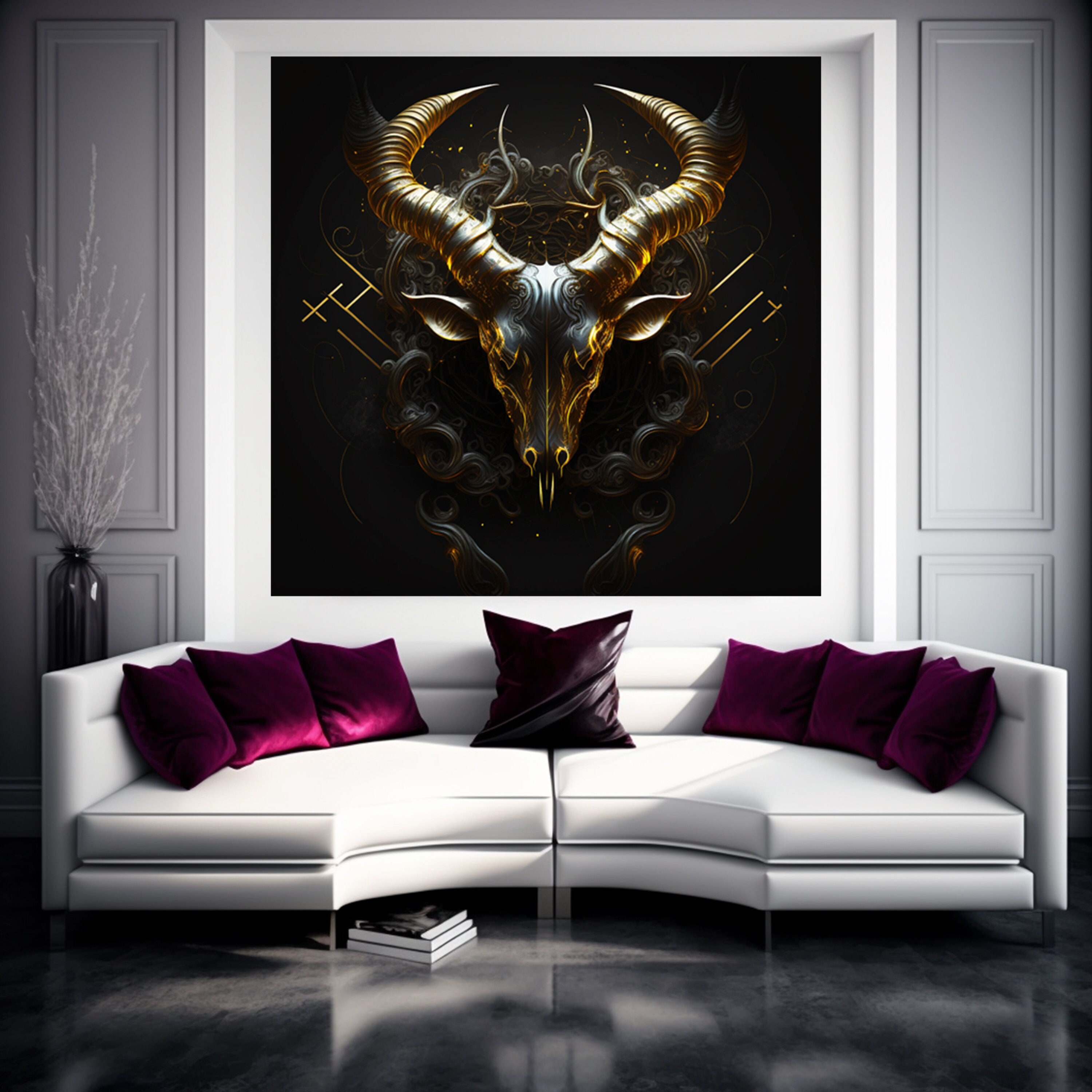 Gothic Wall Art-baphomet Horror Art-moody Home Decor-dark Academia ...