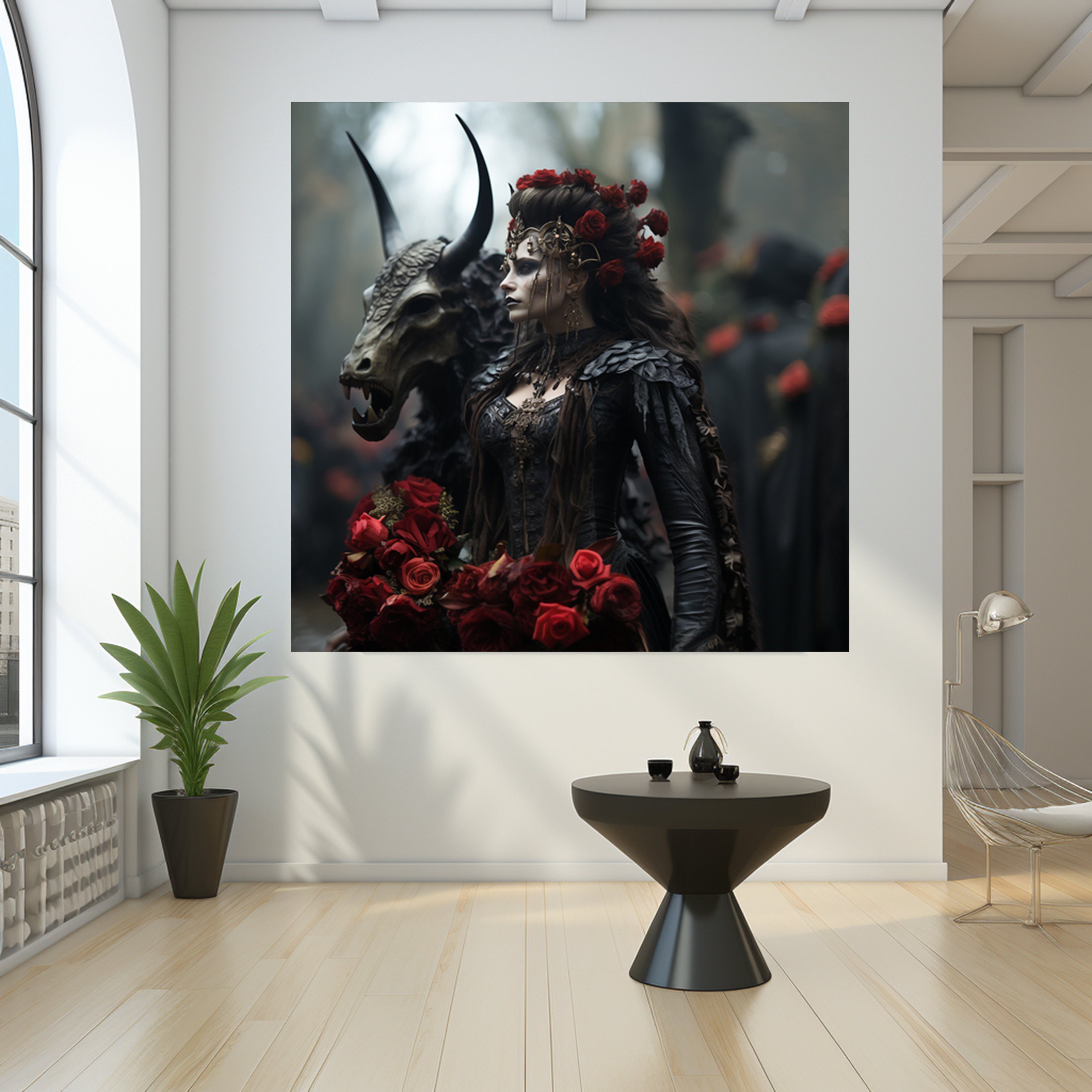 Gothic Wall Art-digital Oil Painting-dark Academia-succubus Diabolus ...