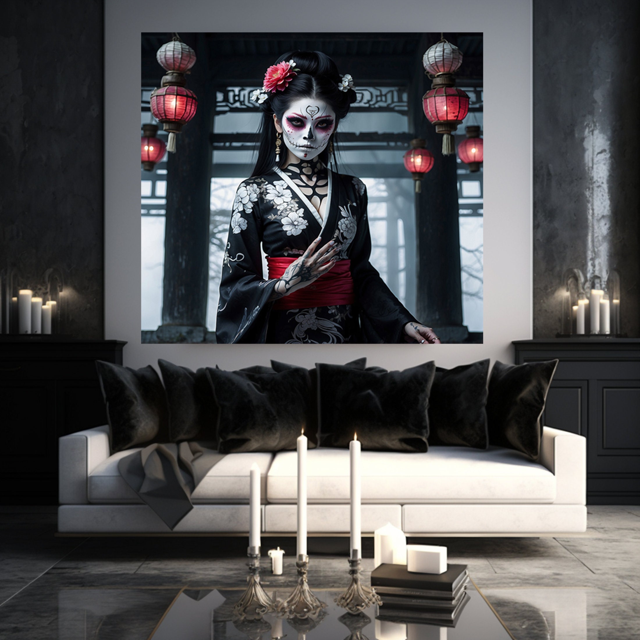 Japanese Geisha-sakura-gothic Wall Design-modern Geiko-land of the ...