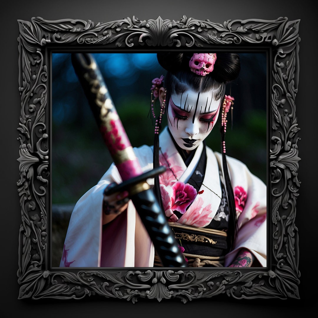 Gothic Geisha Portrait-japanese Wall Designs-modern Geiko-land of the ...