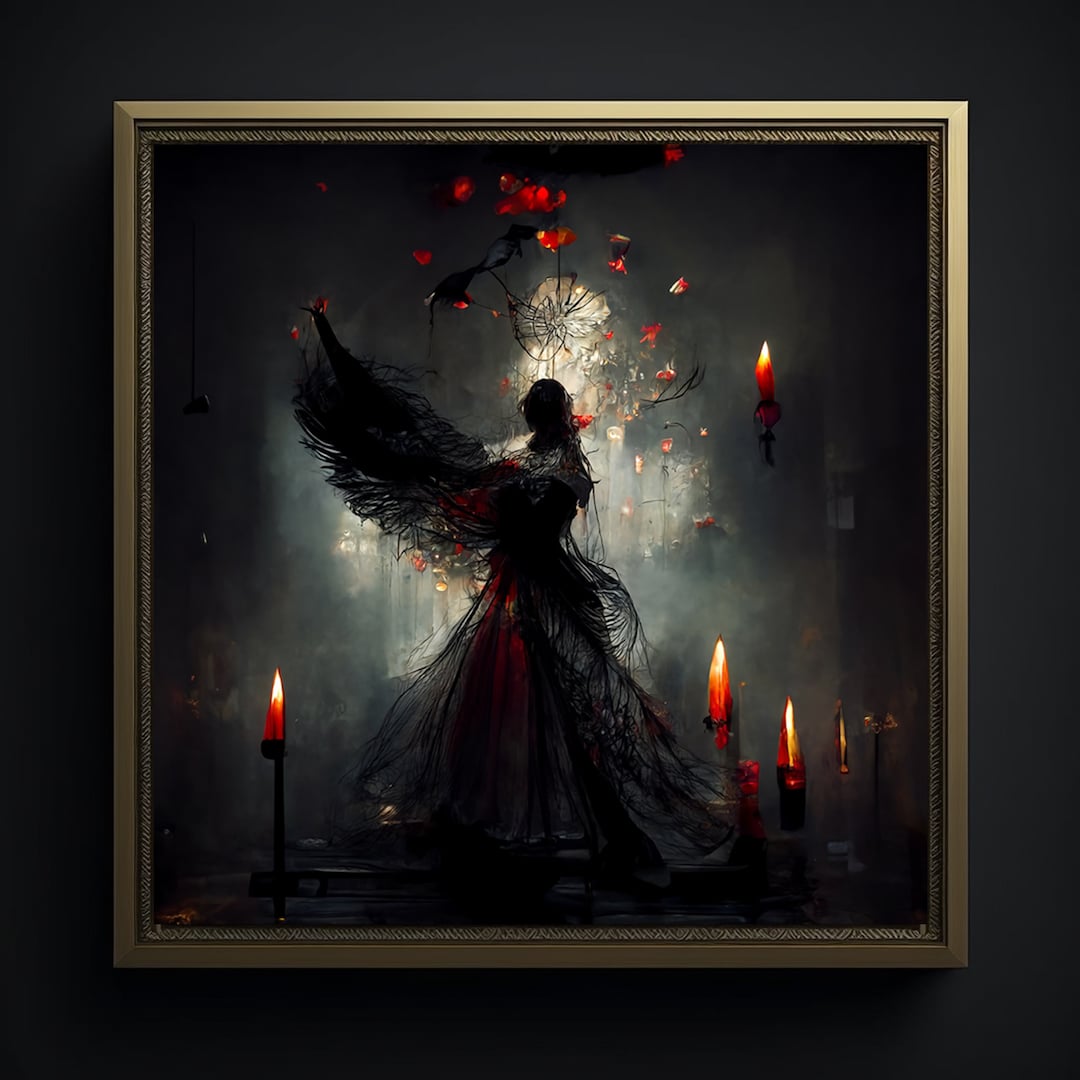 Gothic Wall Art-abstract Dark Angel-digital Oil Painting-moody - Etsy