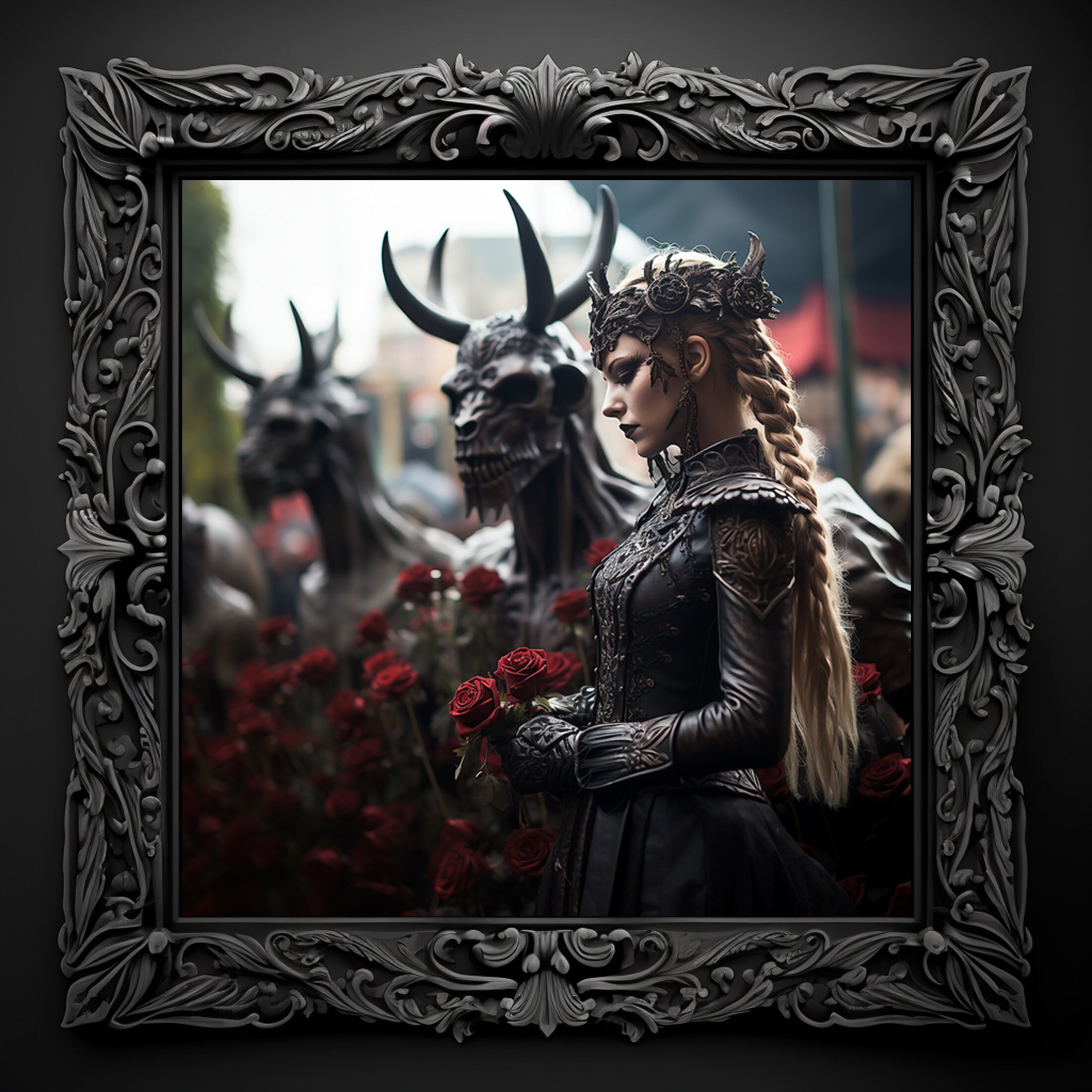 Gothic Wall Art-digital Oil Painting-dark Academia-succubus Diabolus ...