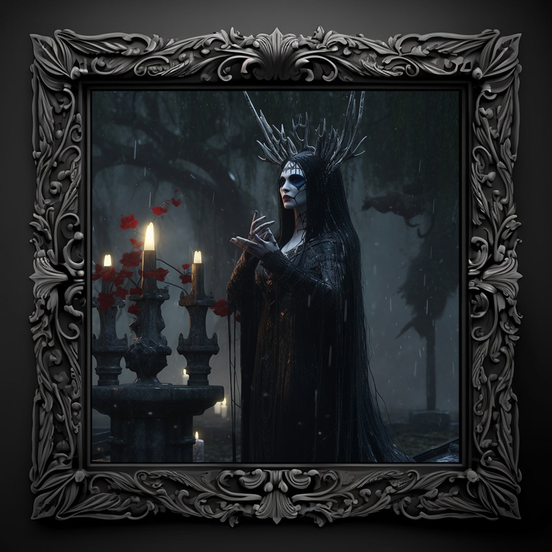 High Priestess Gothic Wall Art-digital Painting-moody Home Decor-dark ...