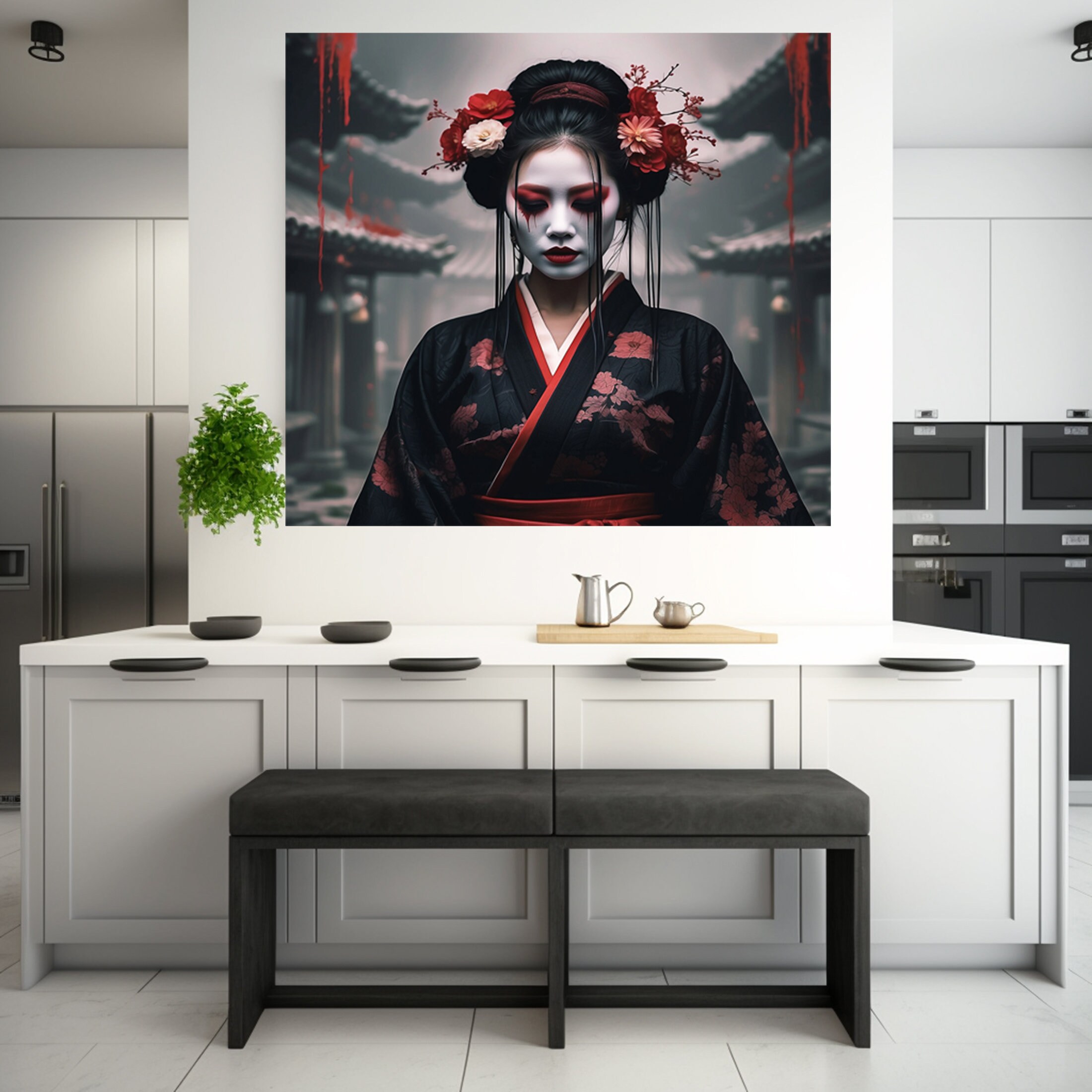 Japanese Geisha-sakura-gothic Wall Design-modern Geiko-land of the ...