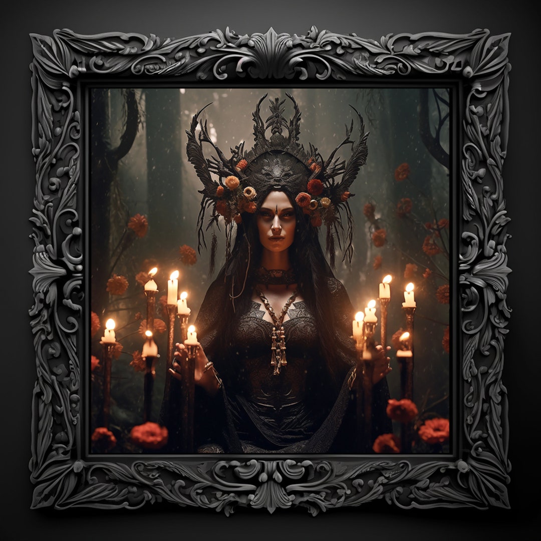 High Priestess Gothic Wall Art-digital Painting-moody Home Decor-dark ...
