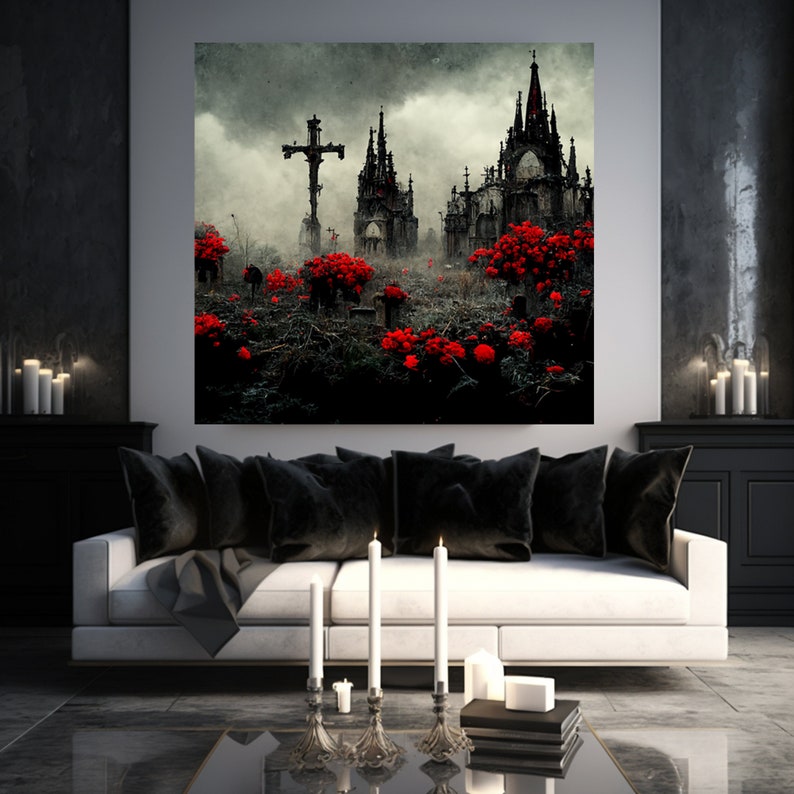 Gothic Castle Ruins-digital Oil Painting-custom Printed Canvas-dark ...