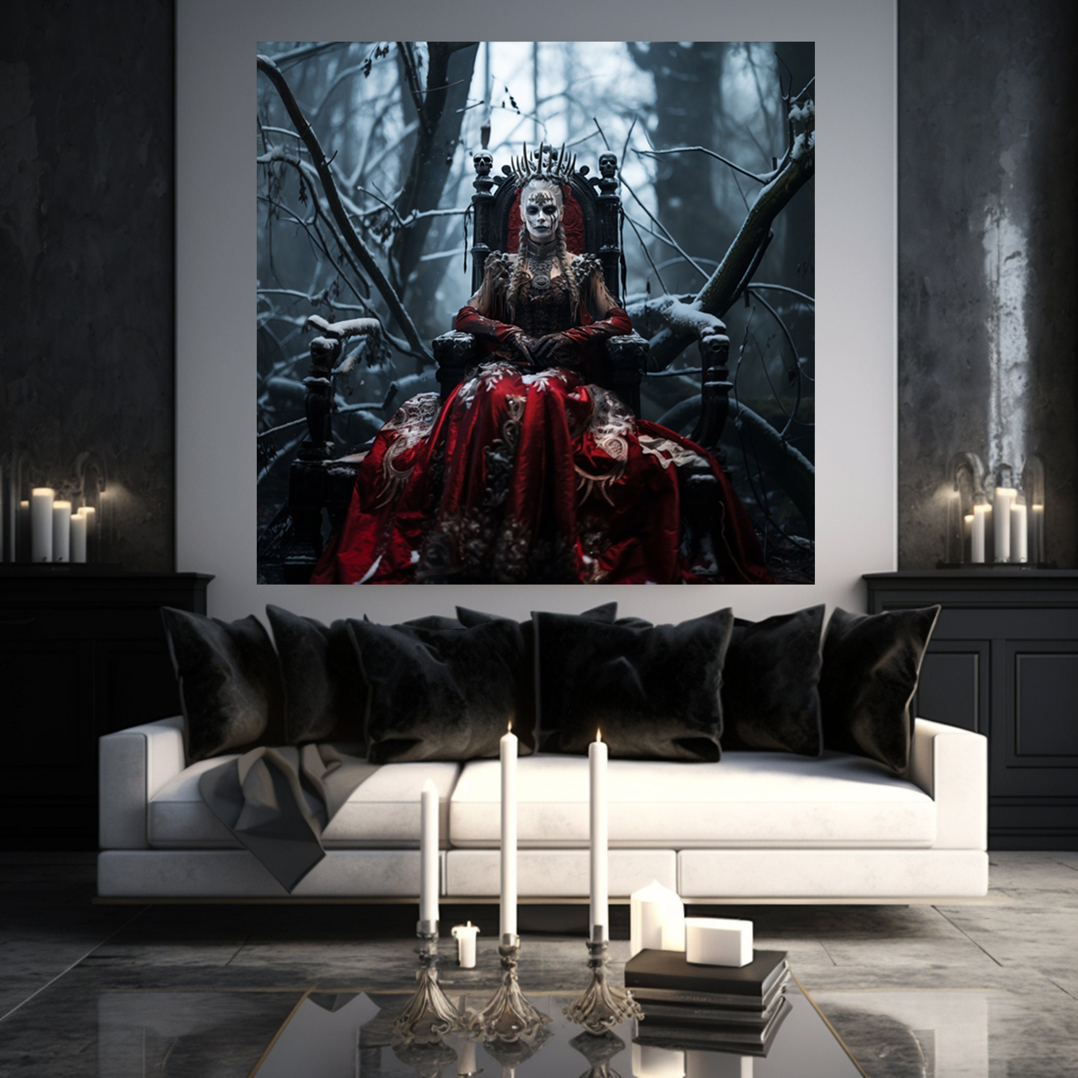 High Priestess Gothic Wall Art-digital Painting-moody Home Decor-dark ...