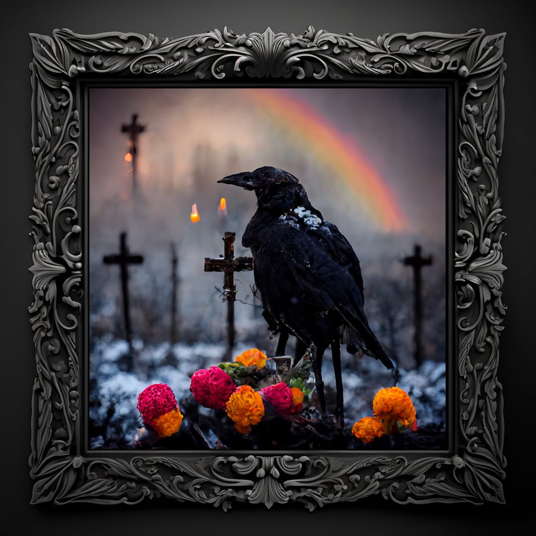 Gothic Raven Art-digital Oil Painting-custom Canvas-dark Academia-moody ...