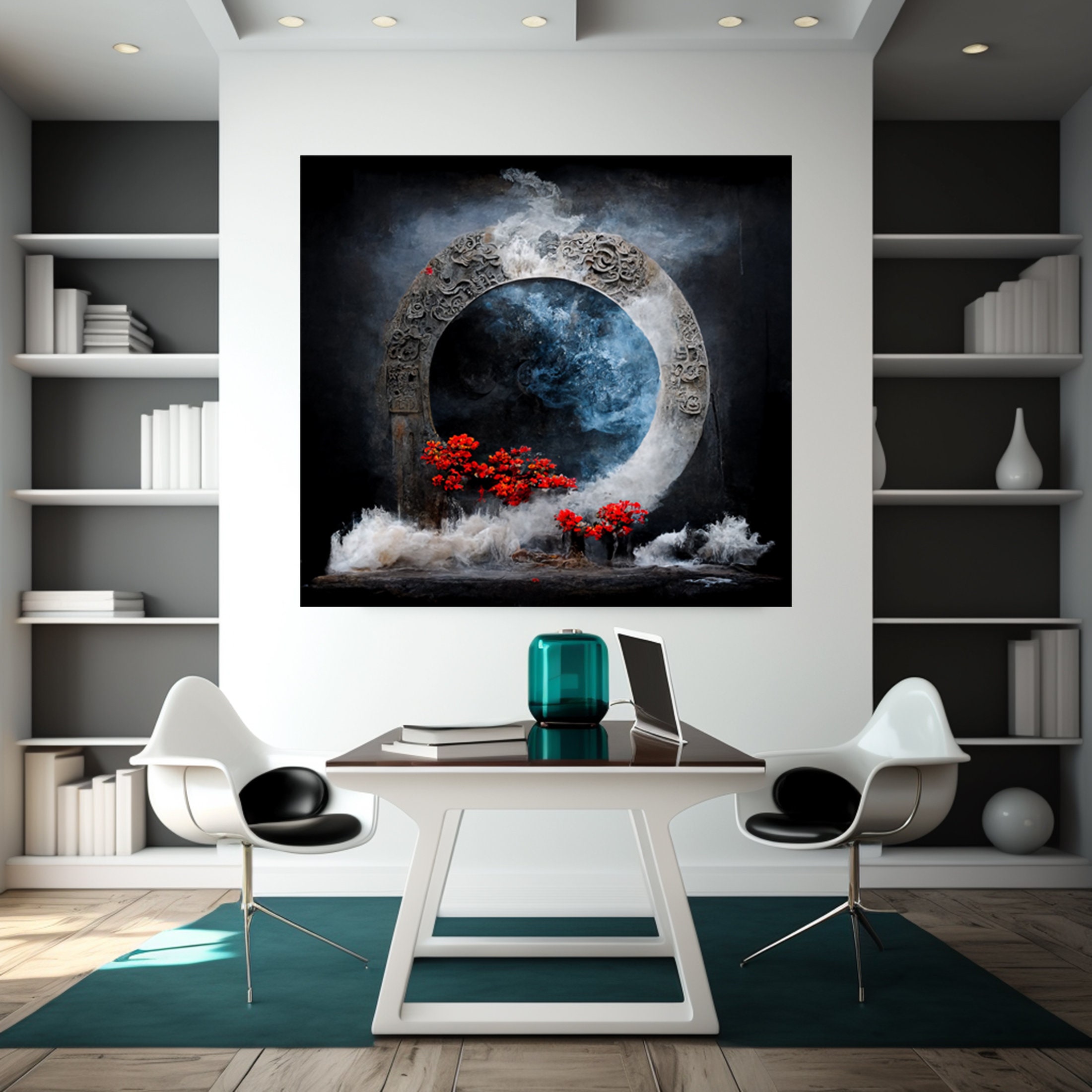 Gothic Art Moongate-abstract Digital Oil Painting-custom Printed AI Canvas-dark Academia Print ...