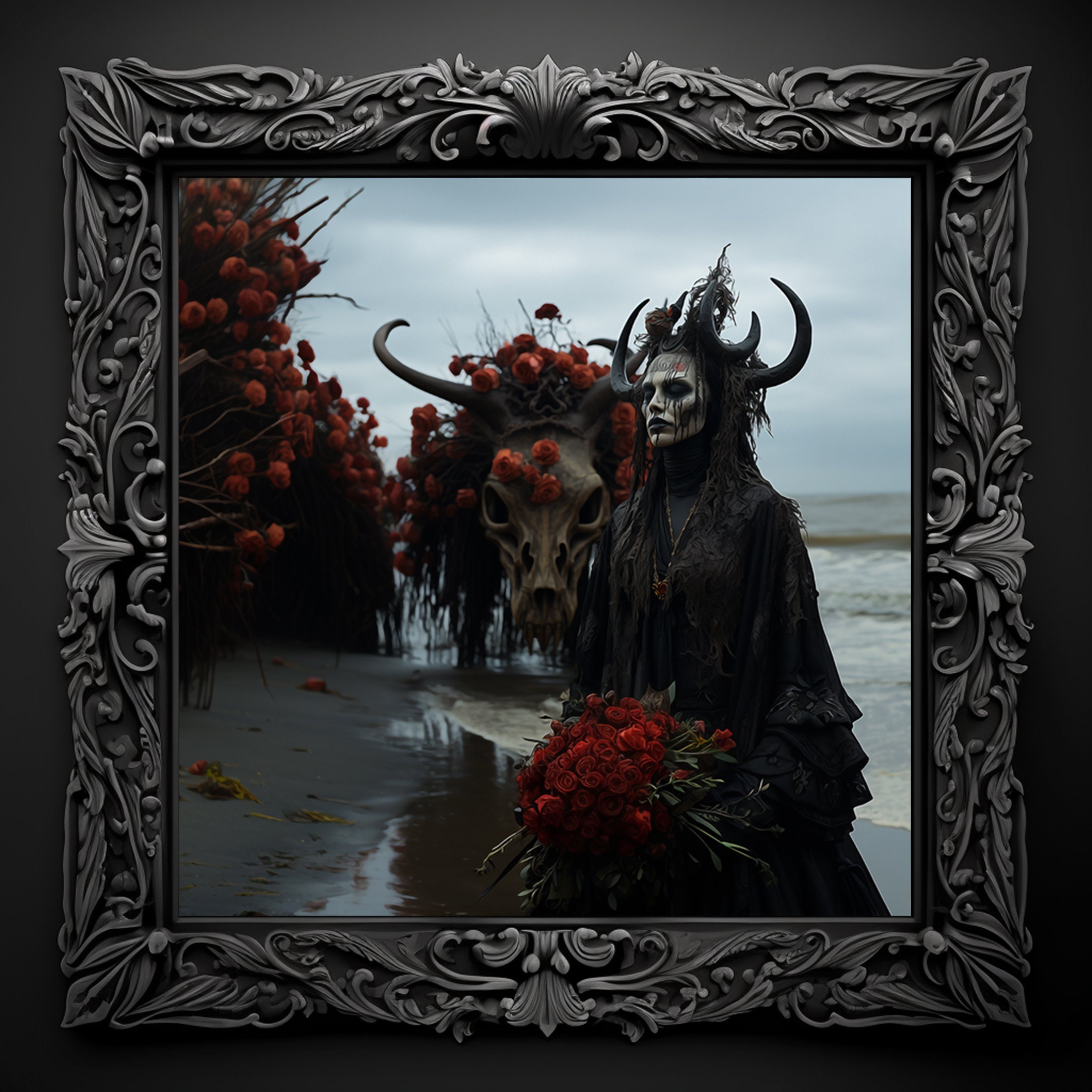 High Priestess Gothic Wall Art-digital Painting-moody Home Decor-dark ...