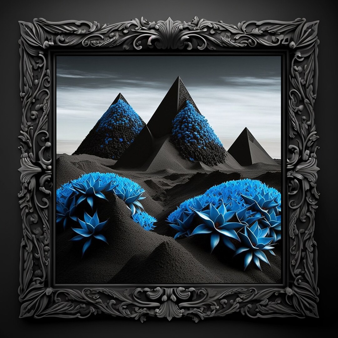Futuristic Pyramid Art-abstract Cosmic Wall Decor- Egyptian Moonscape ...