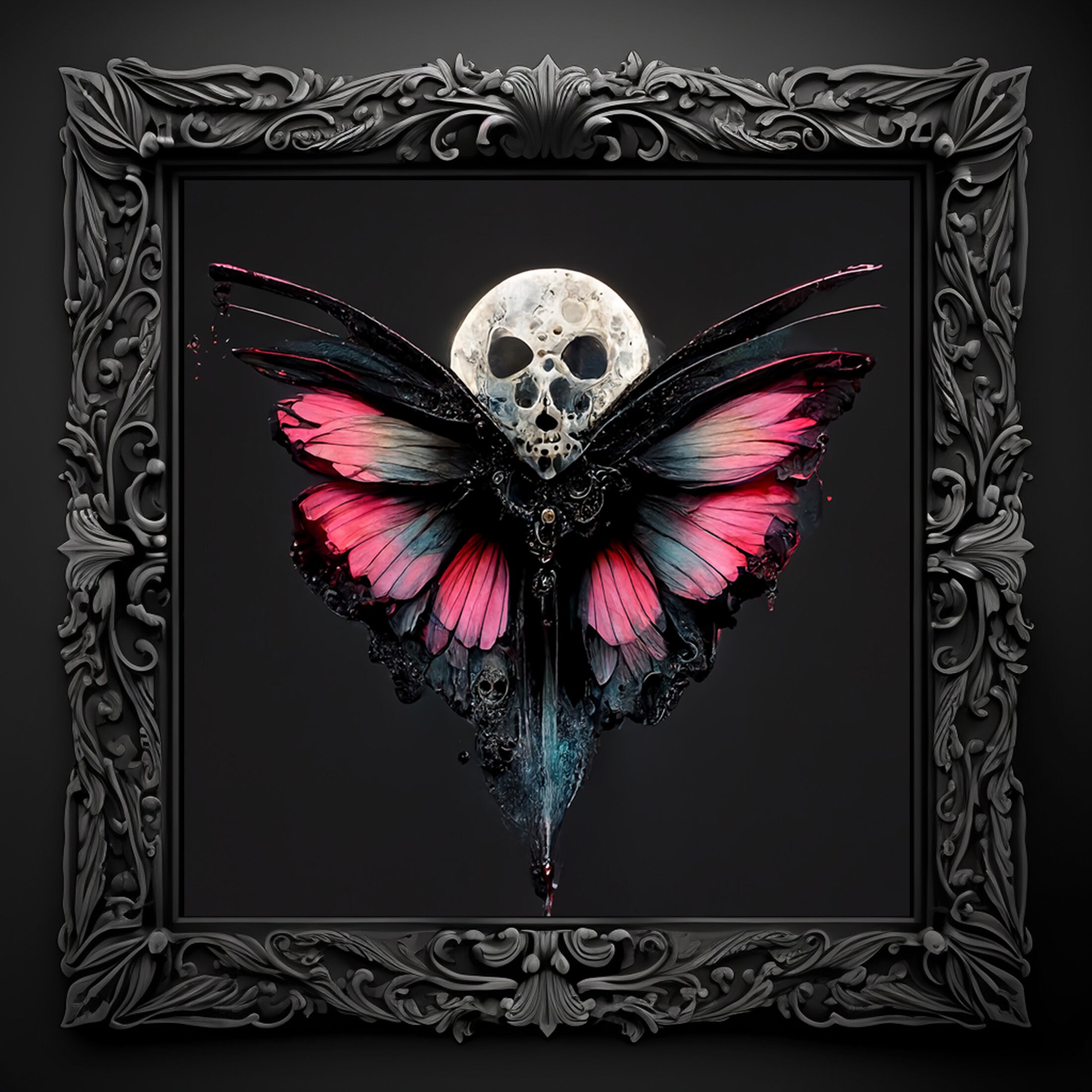 Gothic Wall Art-abstract Butterfly-digital Oil Painting-moody - Etsy