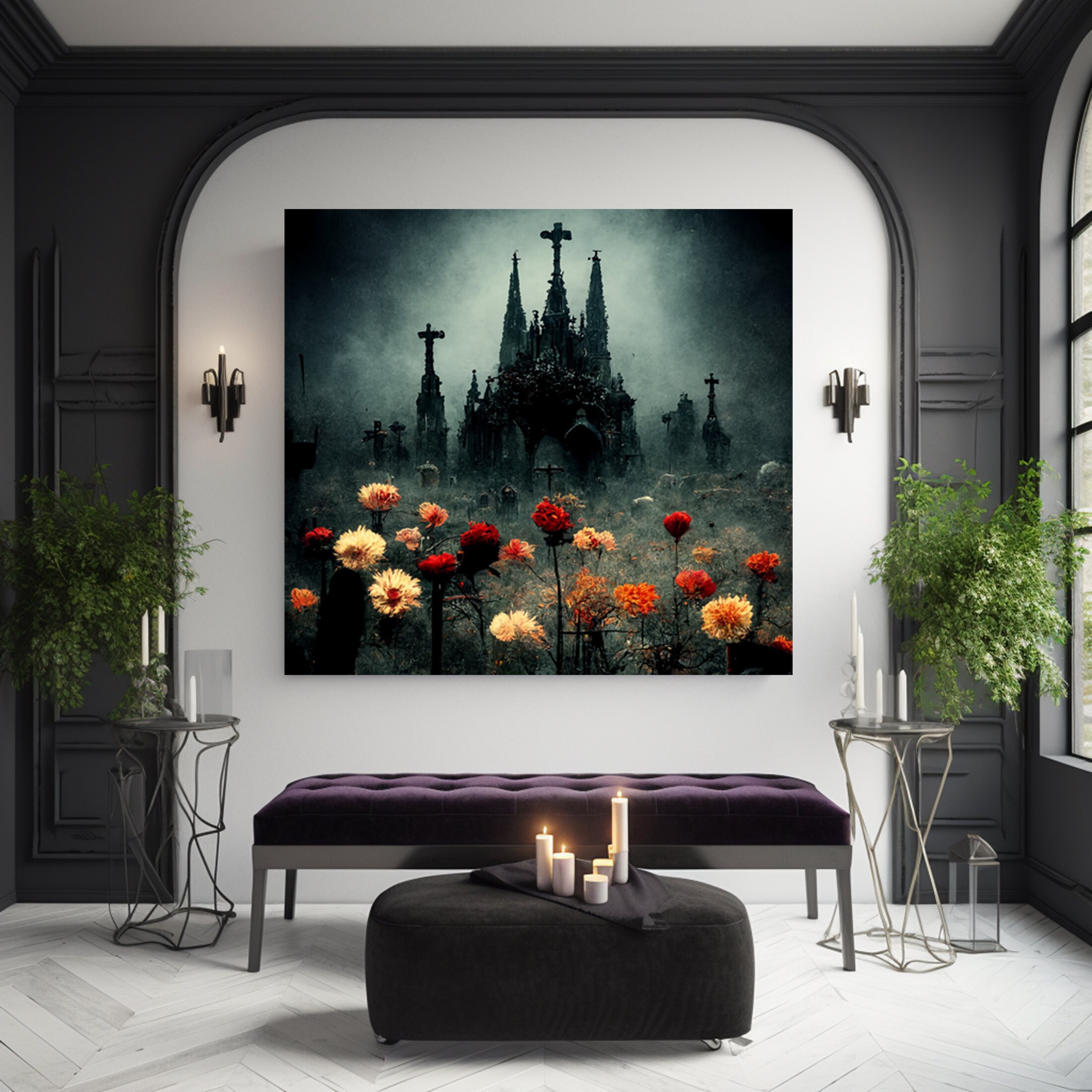 Abstract Gothic Castle Ruins-digital Oil Painting-custom Printed Canvas ...