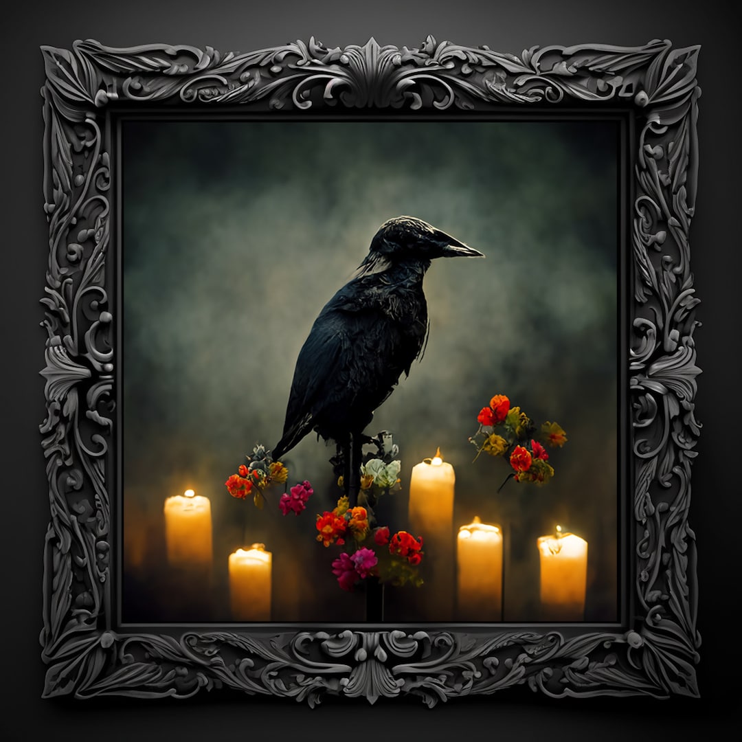 Gothic Raven Art-digital Oil Painting-custom Canvas-dark Academia-moody ...