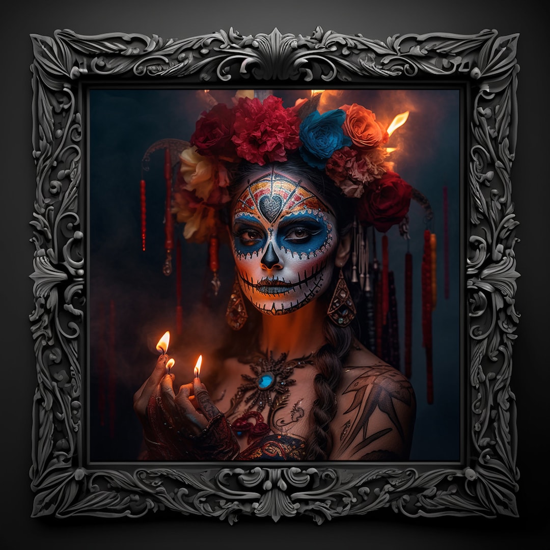 Day of the Dead Sugar Skull Canvas-día De Los Muertos-gothic Fantasy ...