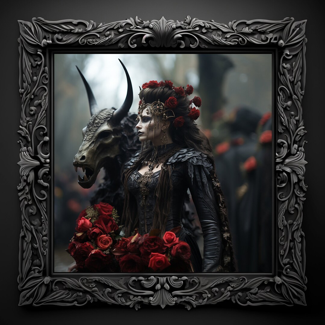 Gothic Wall Art-digital Oil Painting-dark Academia-succubus Diabolus ...