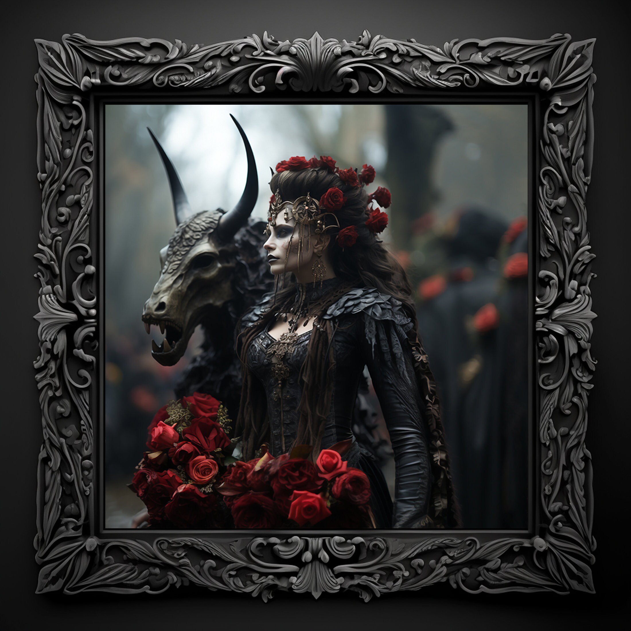 Gothic Wall Art-digital Oil Painting-dark Academia-succubus Diabolus ...