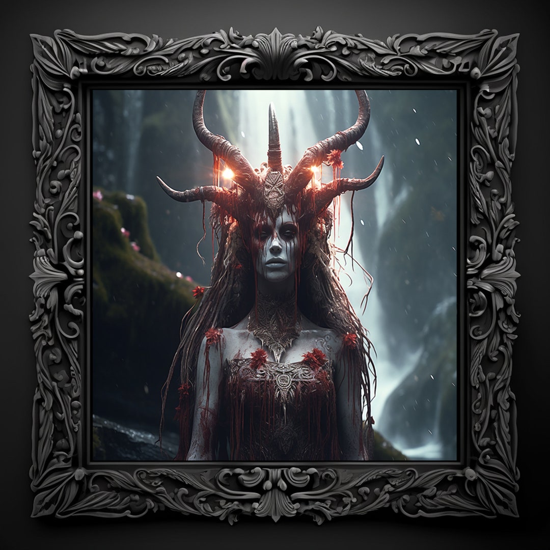 High Priestess Gothic Wall Art-digital Painting-moody Home Decor-dark ...