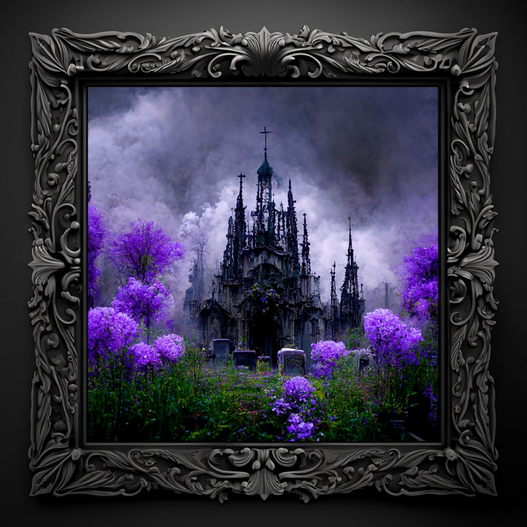 Gothic Castle Ruins-digital Oil Painting-custom Printed Canvas-dark ...