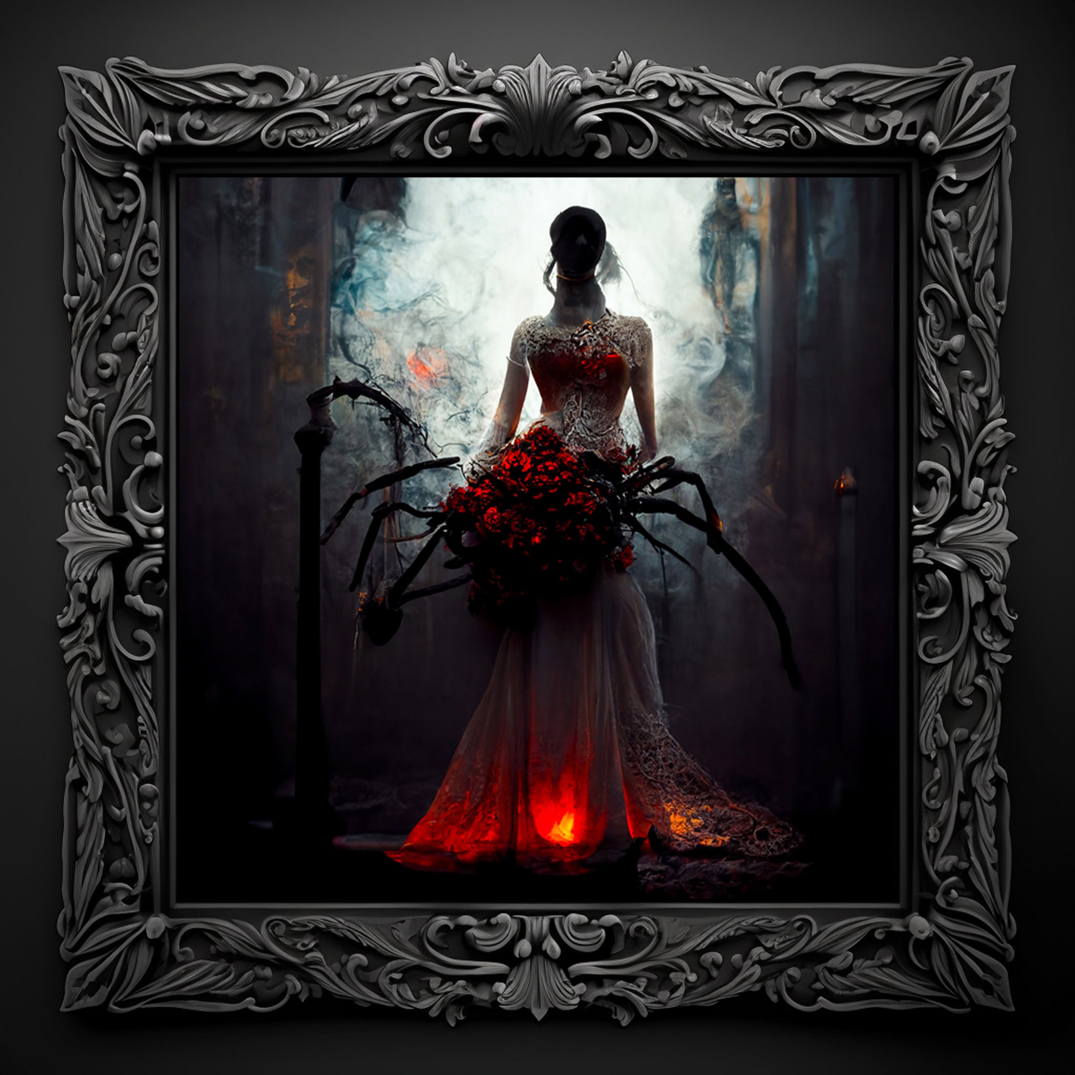 Gothic Wall Art-abstract Dark Angel-digital Oil Painting-moody Home ...