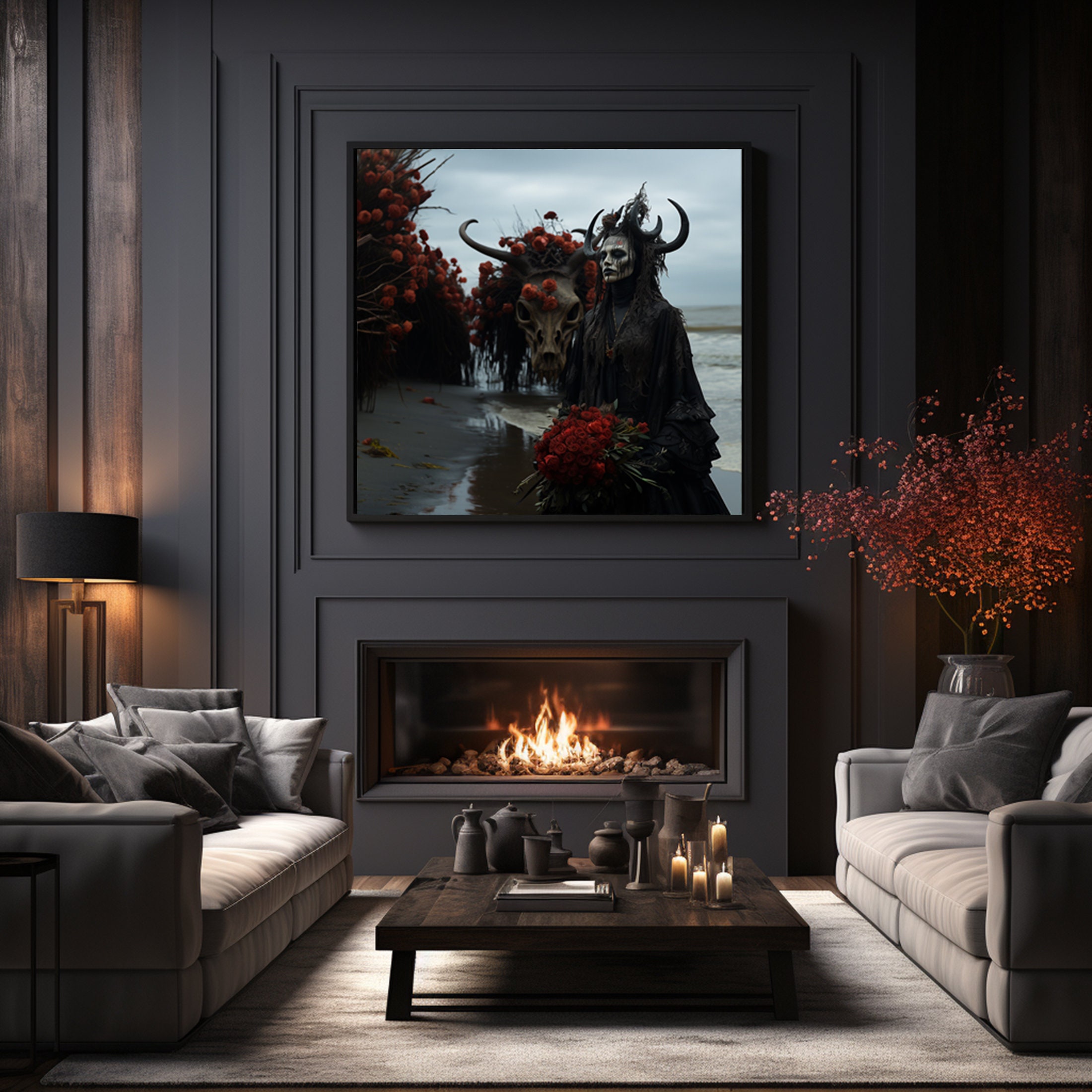 High Priestess Gothic Wall Art-digital Painting-moody Home Decor-dark ...