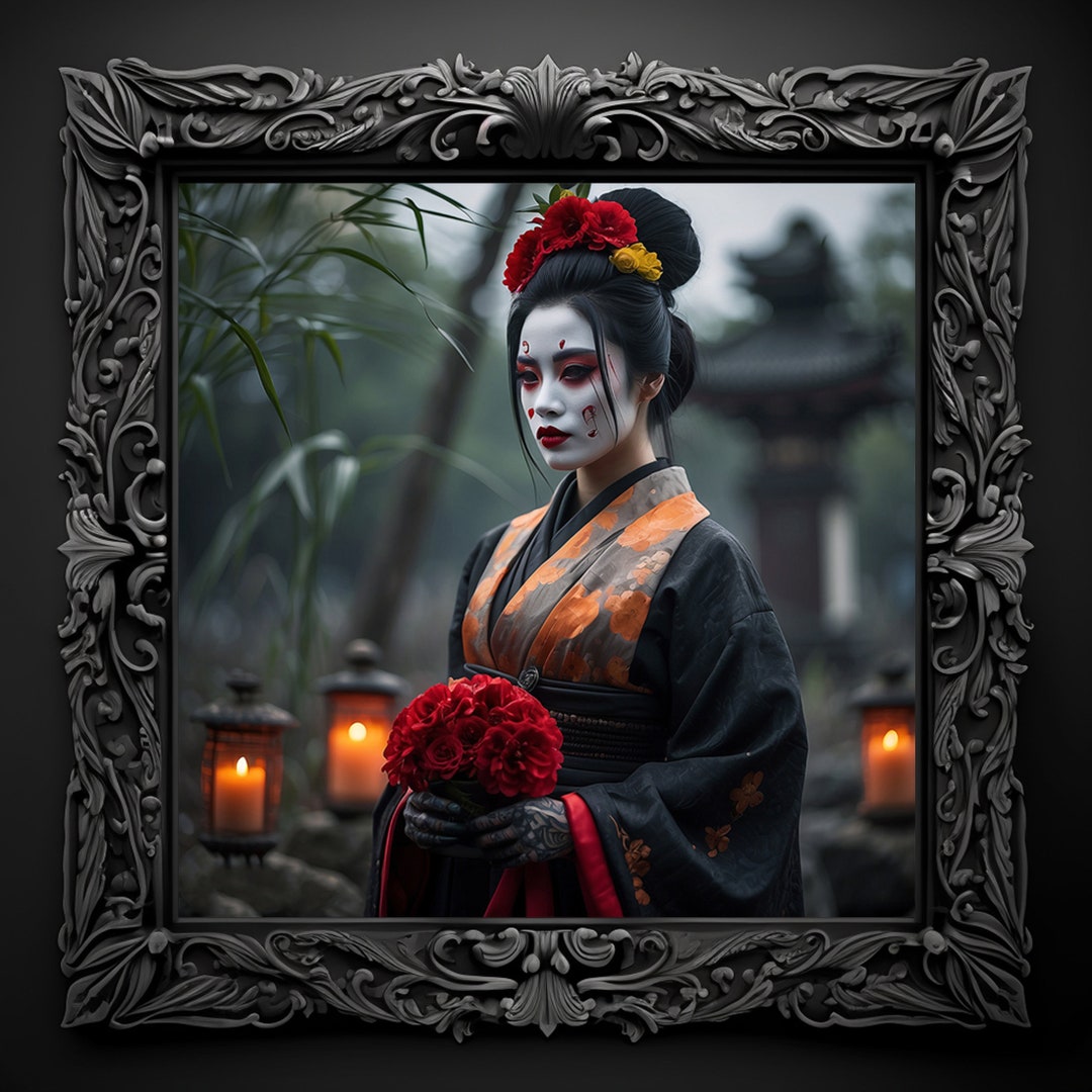 Japanese Geisha-sakura-gothic Wall Design-modern Geiko-land of the ...