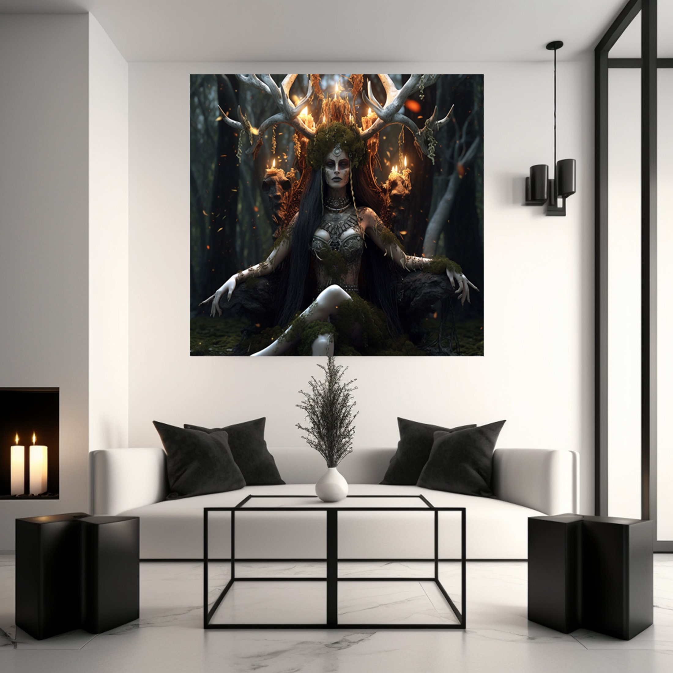 High Priestess Gothic Wall Art-digital Painting-moody Home Decor-dark ...