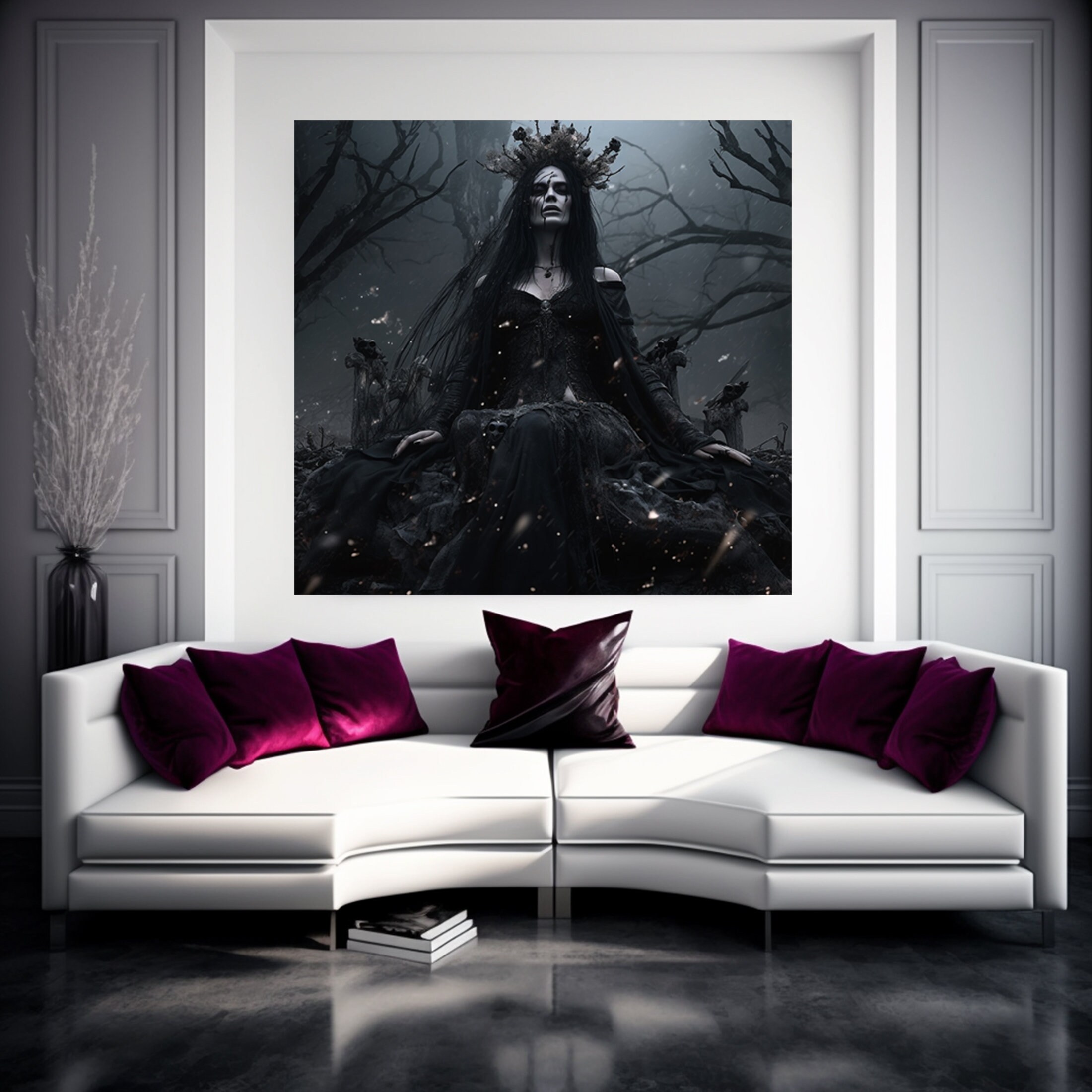 High Priestess Gothic Wall Art-digital Painting-moody Home Decor-dark ...