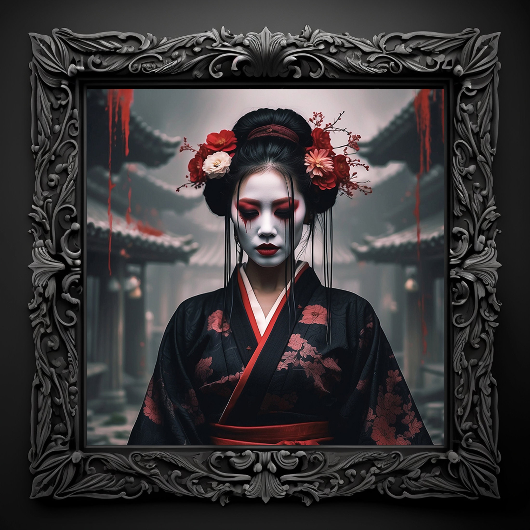 Japanese Geisha-sakura-gothic Wall Design-modern Geiko-land of the ...