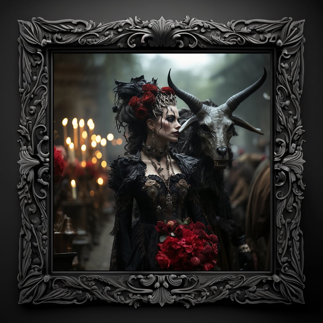 Gothic Wall Art-digital Oil Painting-dark Academia-succubus Diabolus ...