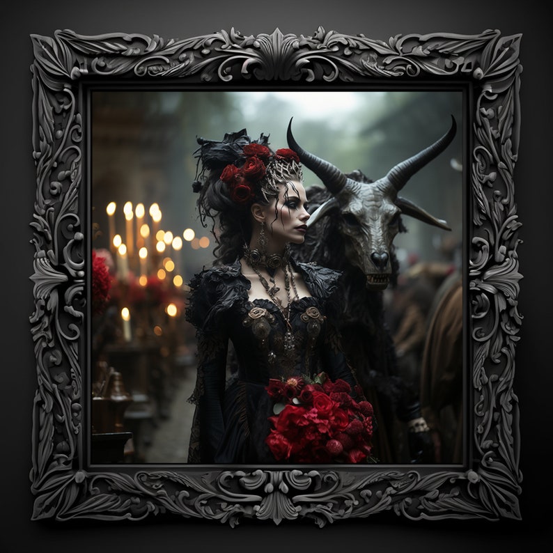 Gothic Wall Art-digital Oil Painting-dark Academia-succubus Diabolus ...