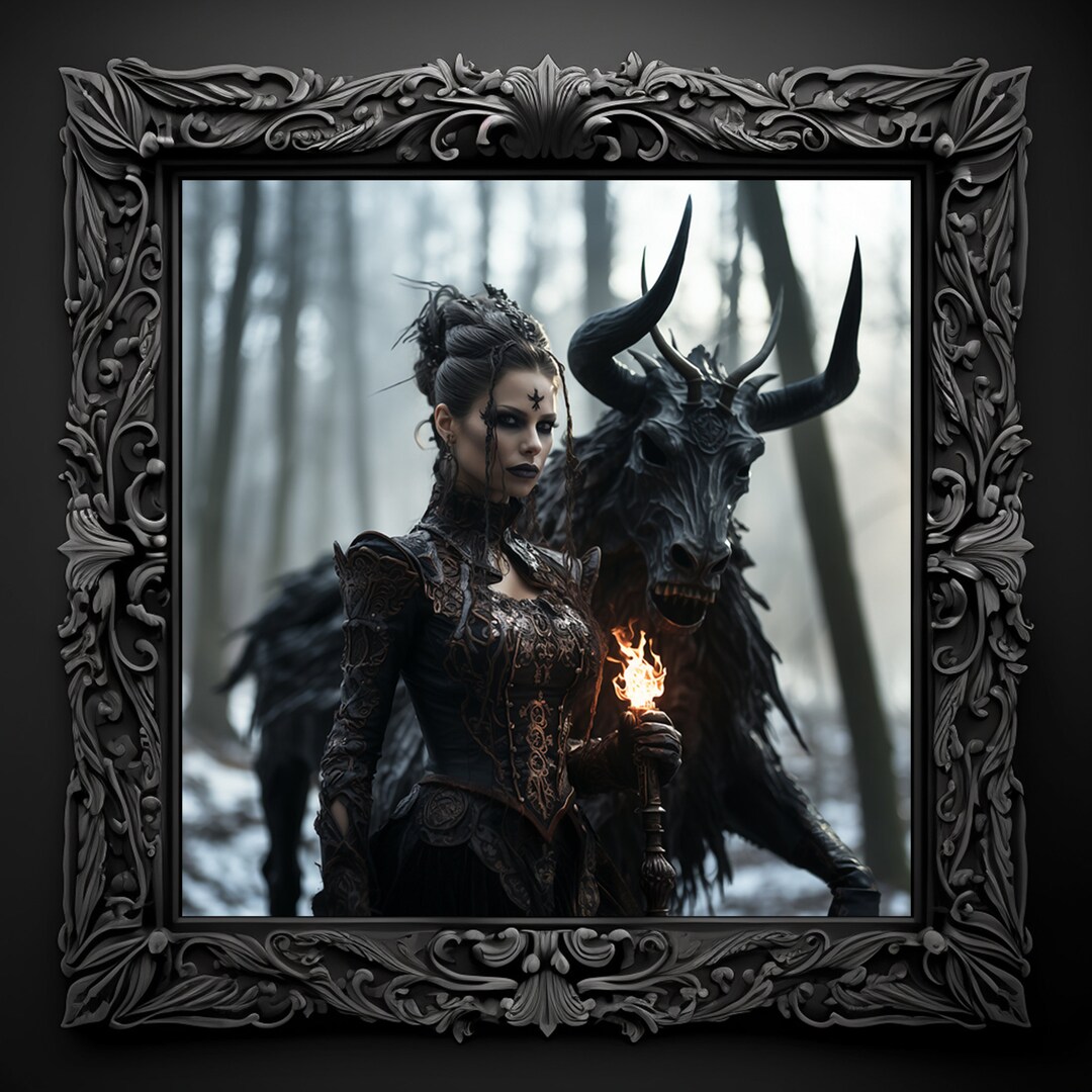 Gotische Wandkunst-Digitales Ölgemälde-Dark Academia-Succubus Diabolus ...