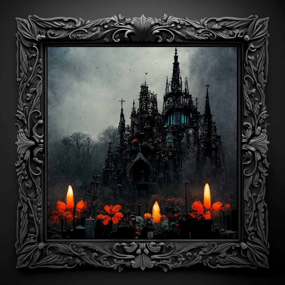 Gothic Castle Ruins-digital Oil Painting-custom Printed Canvas-dark ...