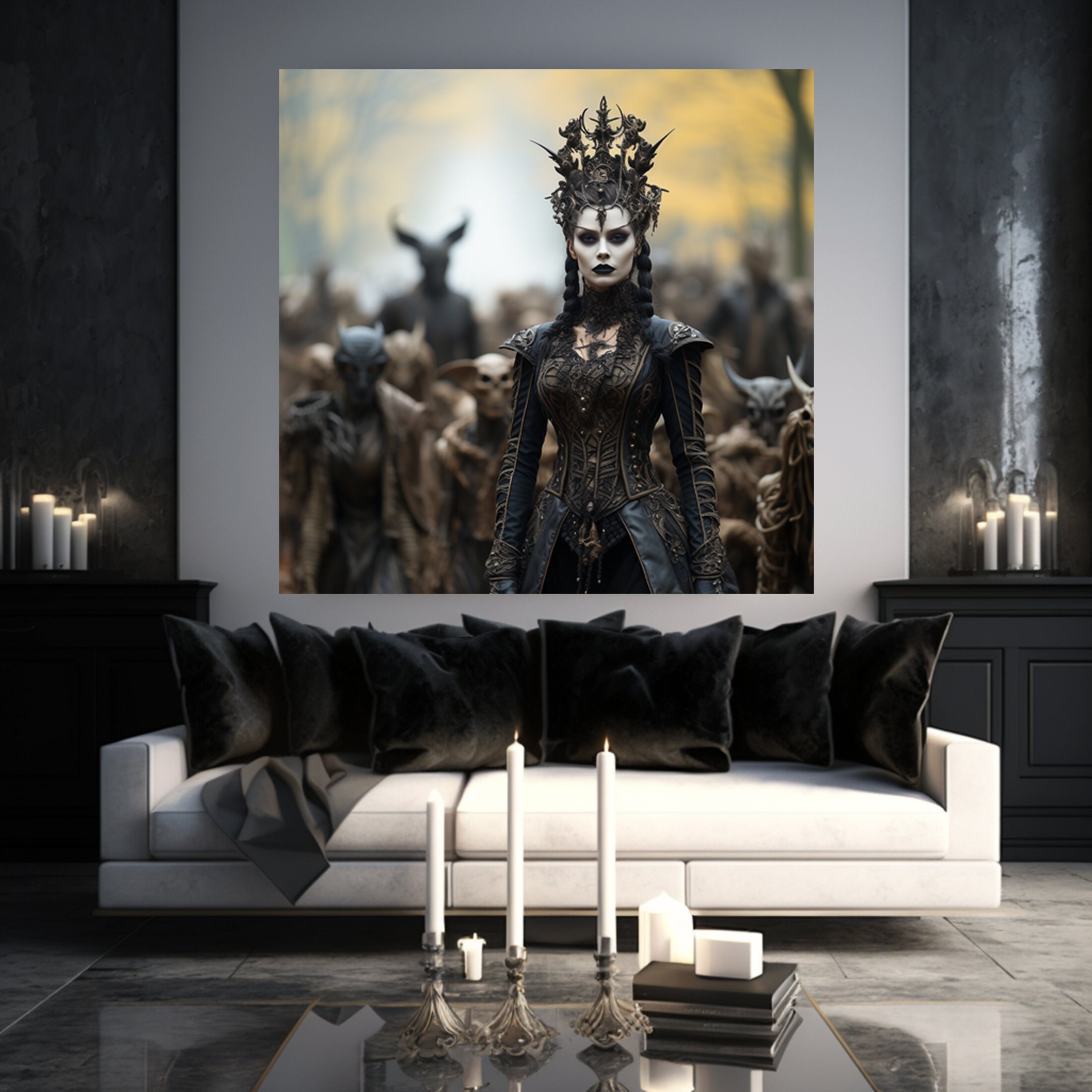Gothic Wall Art-Digitales Ölgemälde-Dark Academia-Succubus Diabolus ...