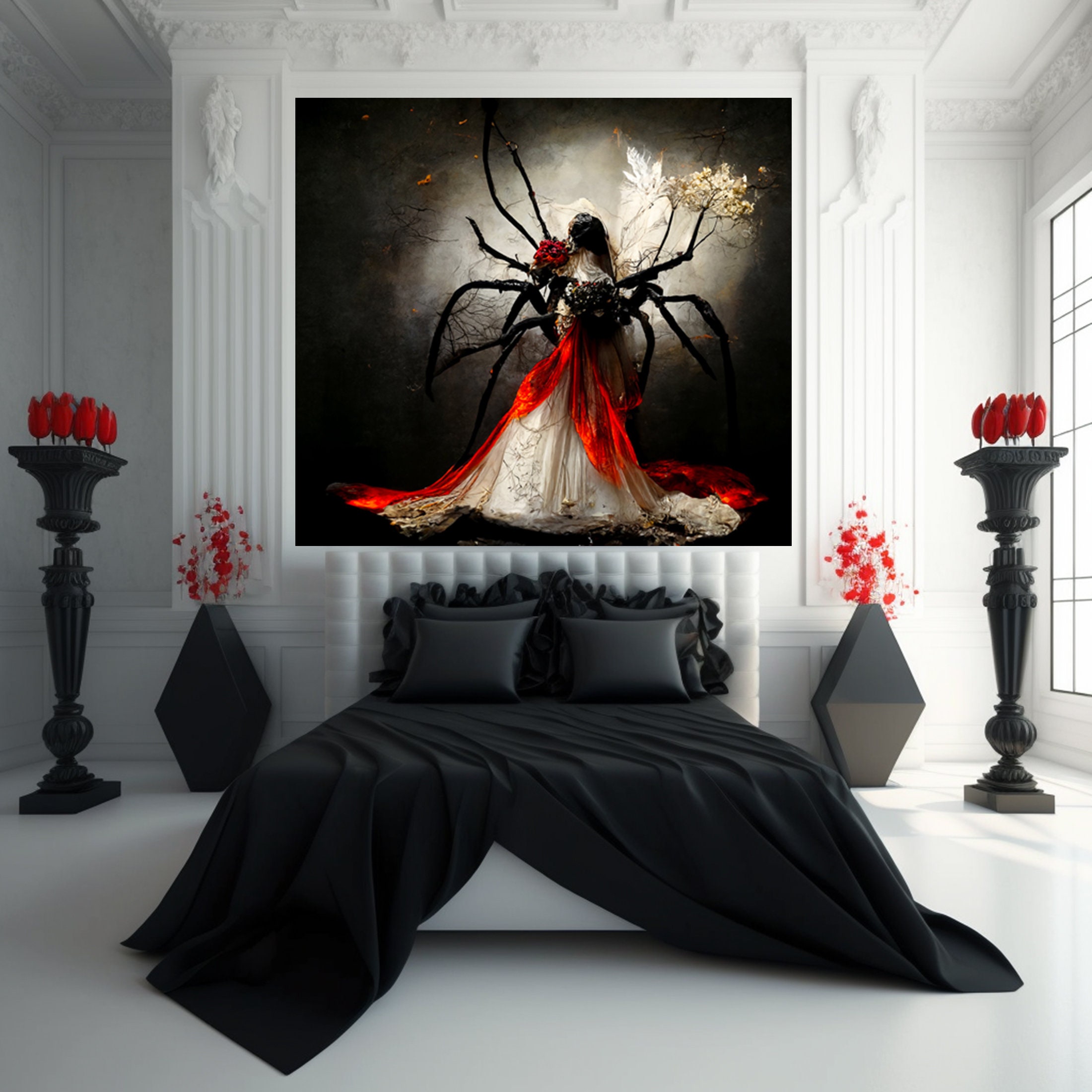 Gothic Wall Art-abstract Dark Angel-digital Oil Painting-moody - Etsy