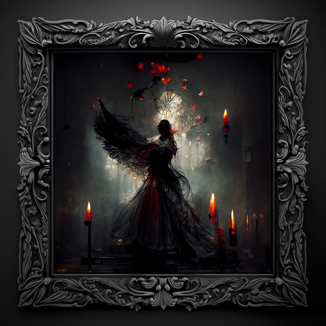 Gothic Wall Art-abstract Dark Angel-digital Oil Painting-moody Home ...