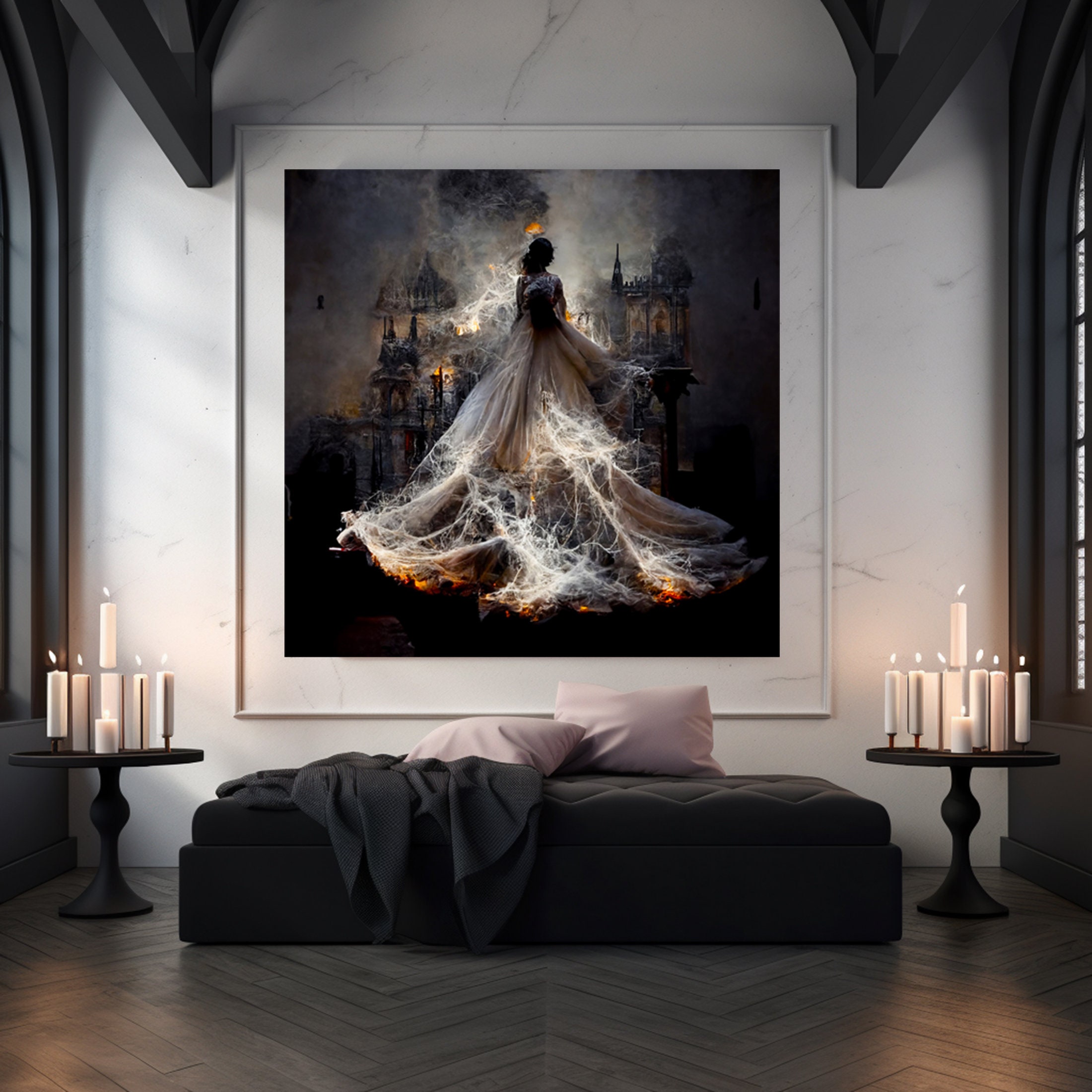 Gothic Wall Art-abstract Dark Angel-digital Oil Painting-moody - Etsy