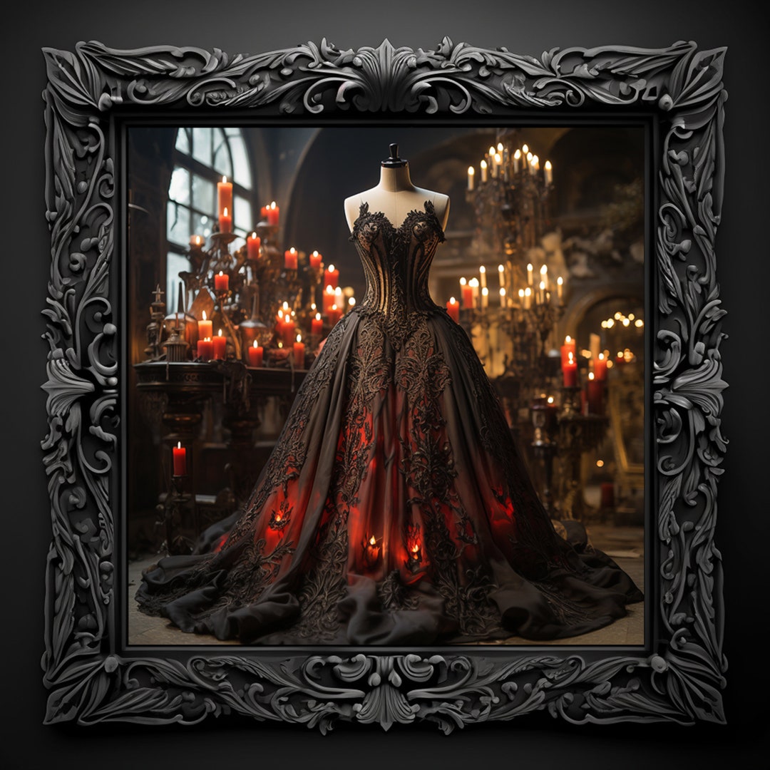 Victorian Goth Wall Art-digital Oil Painting-dark Academia-rococo ...