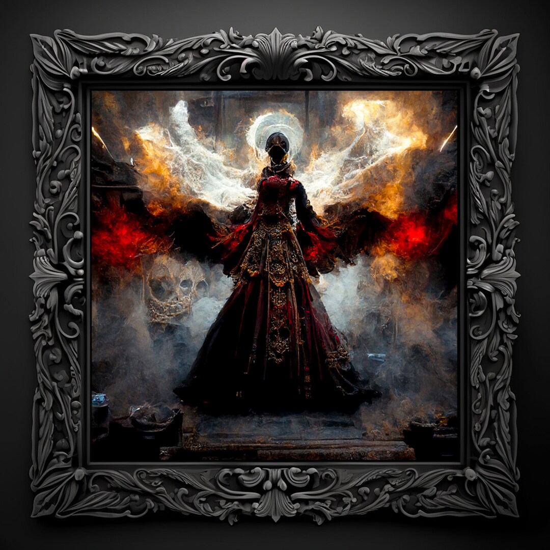 Gothic Wall Art-abstract Dark Angel-digital Oil Painting-moody Home ...